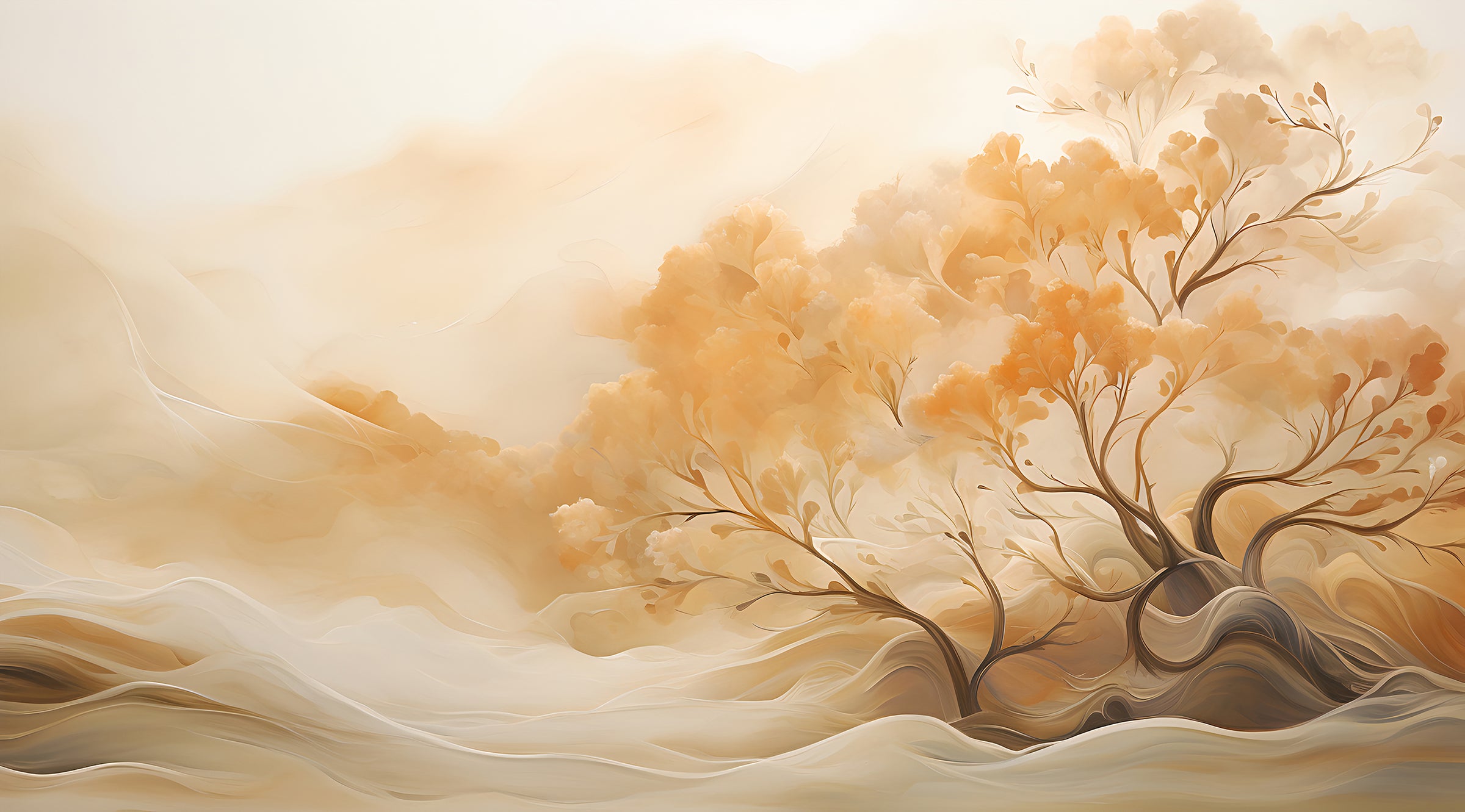 Oil Tree Wallpaper - Abstract Tree Mural