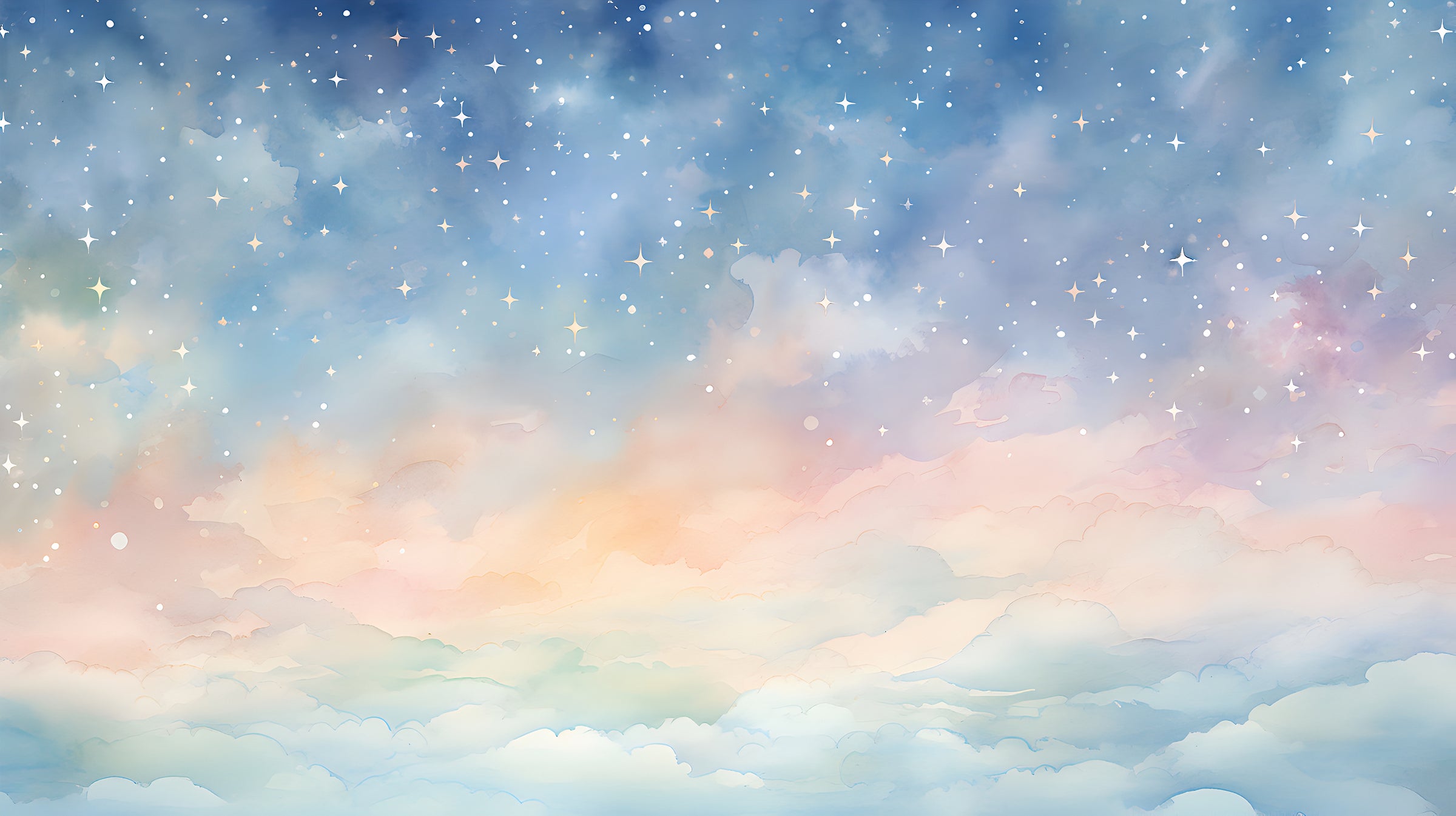 Stars In The Sky Mural - Watercolor Pastel Wallpaper