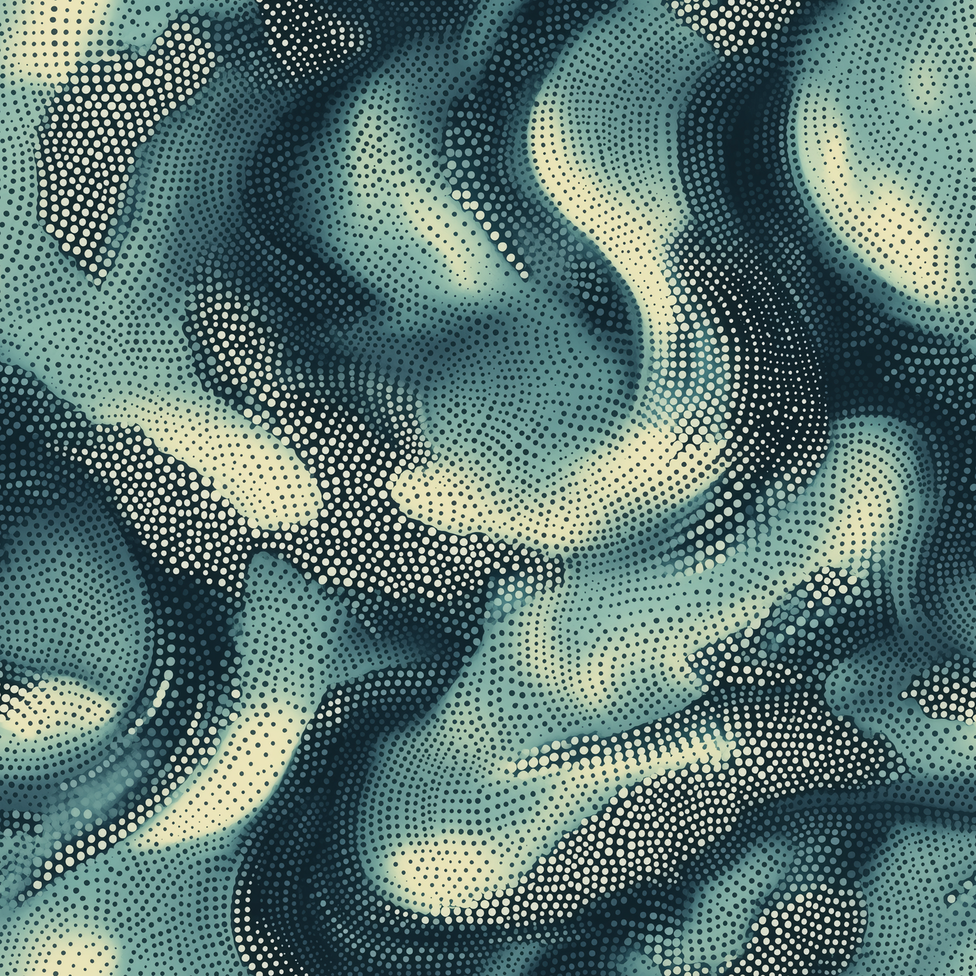 Abstract Wavy Pattern Wallpaper - Ocean Colors Modern Wall Decor