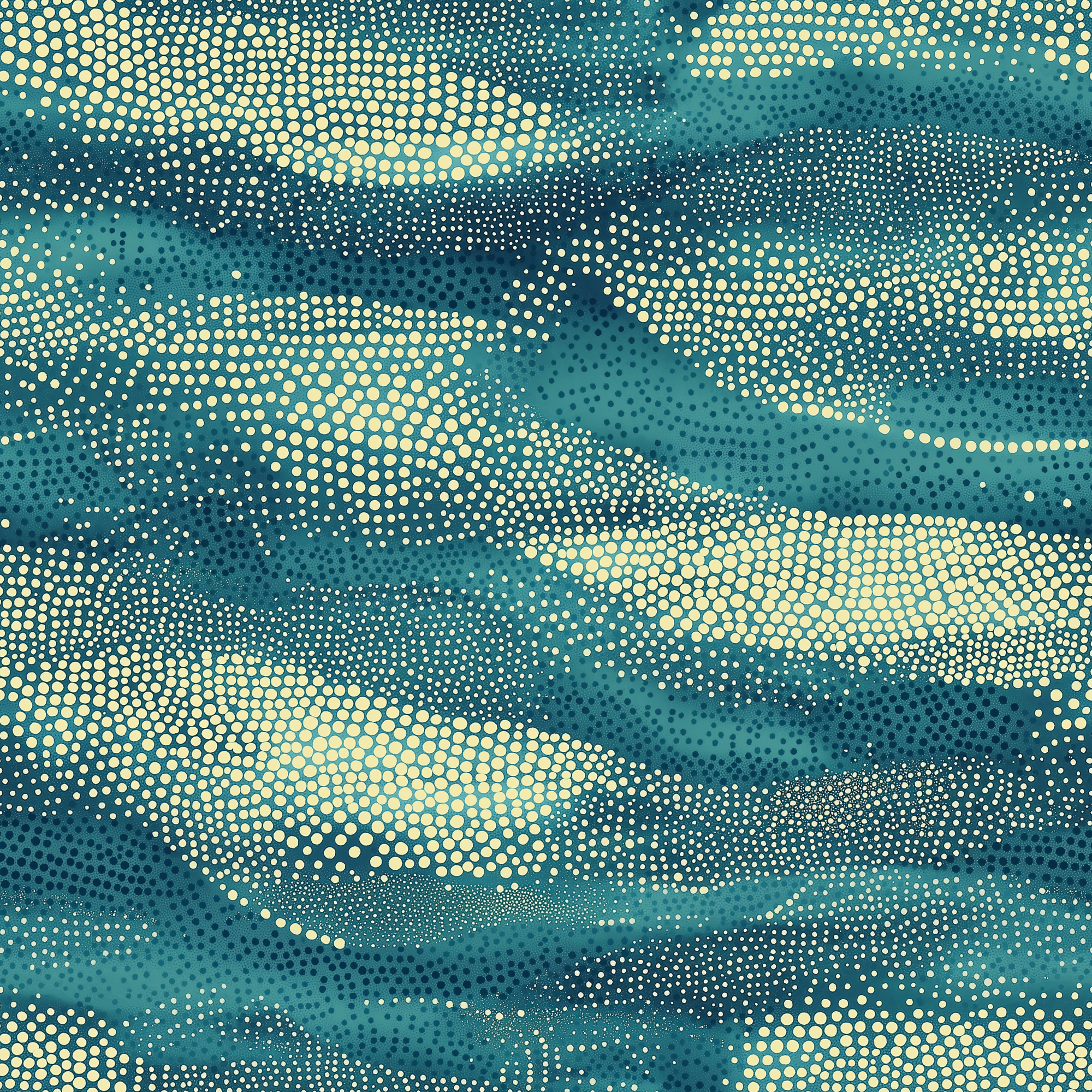 Blue and Beige Abstract Ocean Waves Wallpaper - Small Dots Wall Art