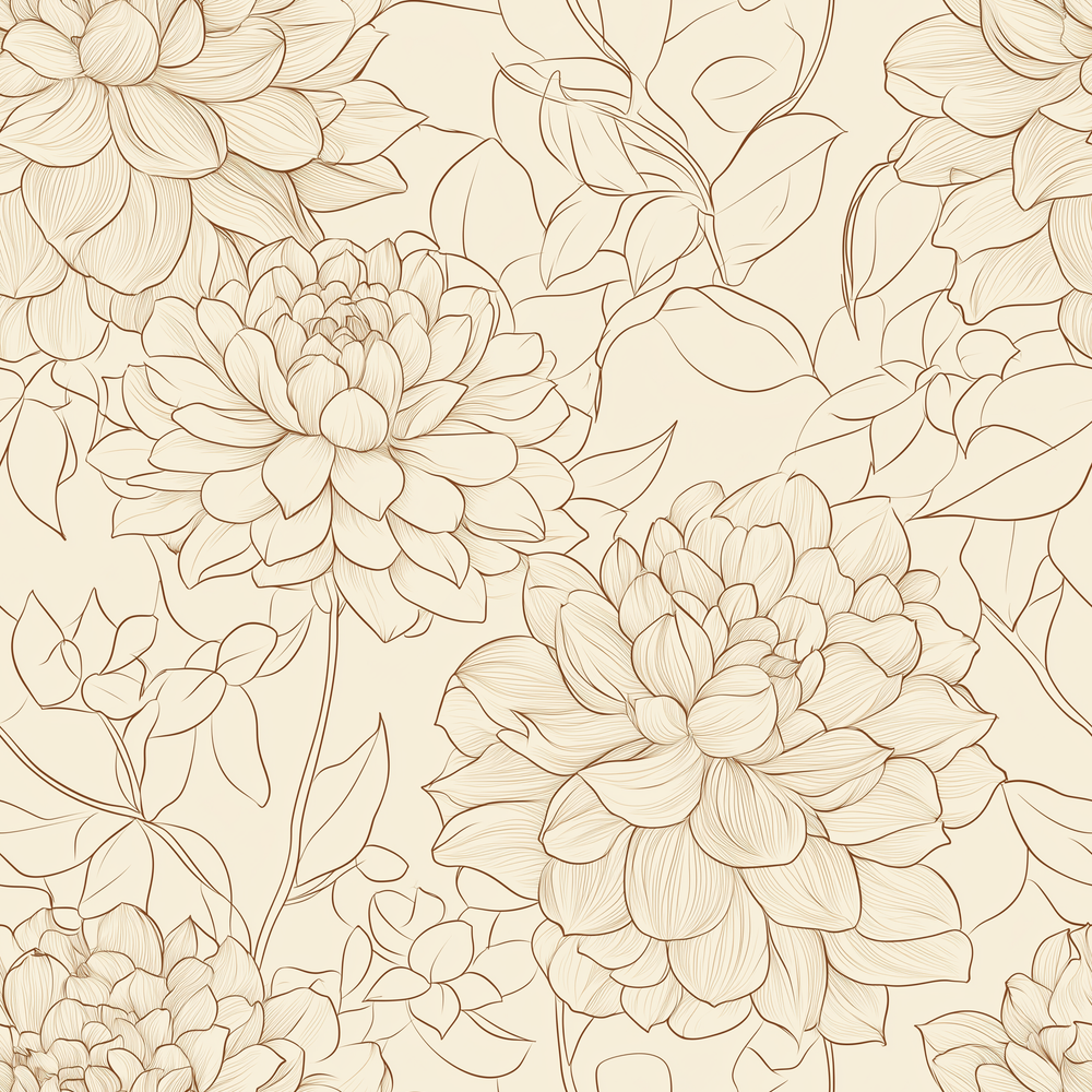Beige Floral Wallpaper - Peonies Flower Pattern Wallpaper