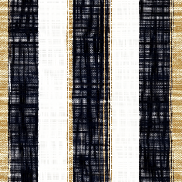 Timeless Luxury Striped Wallpaper - White Blue and Gold Wall Decor