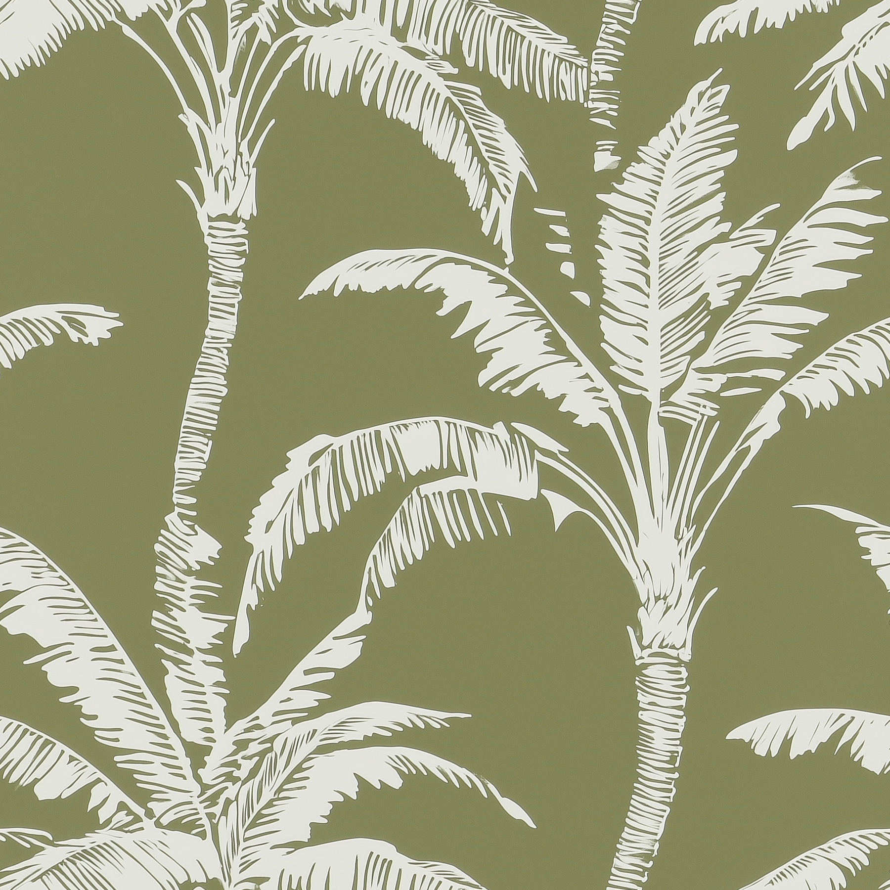 Olive Color Tropical Wallpaper - Palm Trees Pattern Wallpaper