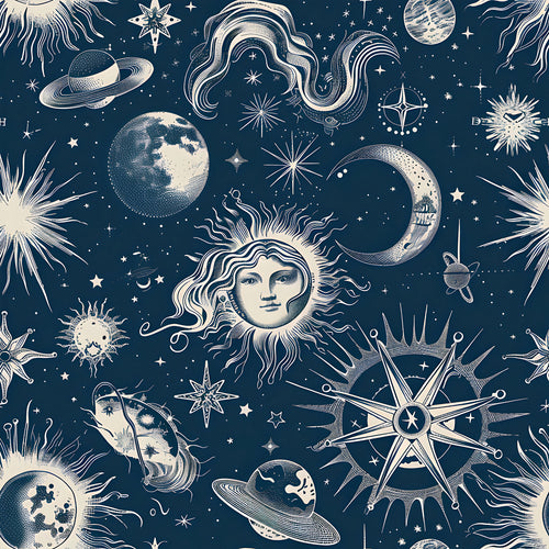 Celestial Wallpaper - Dark Blue Astrology Symbols Wallpaper