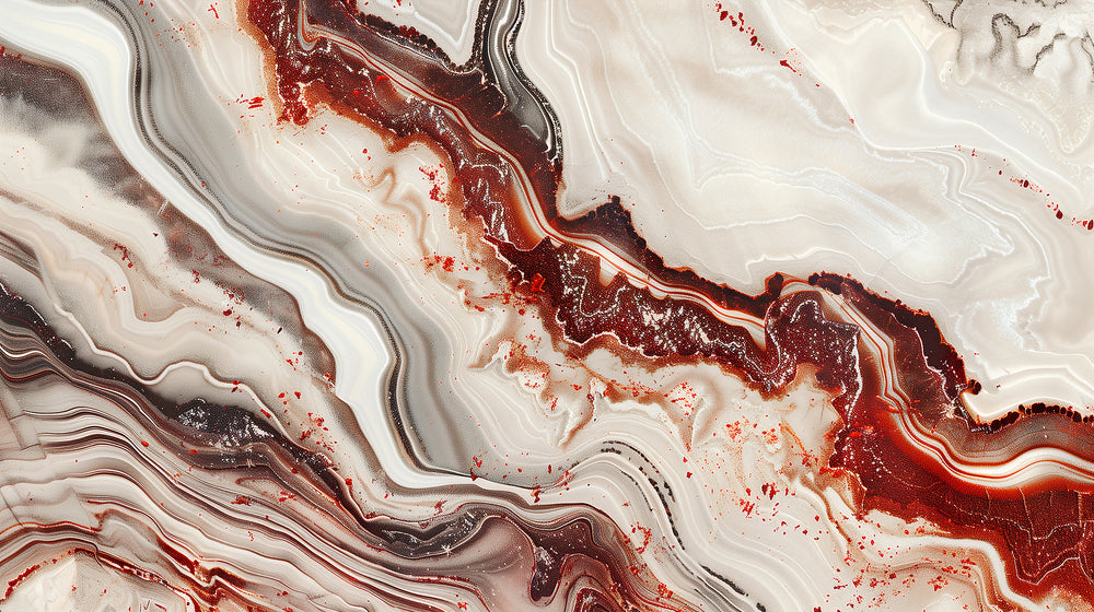 Grey and Red Marble Wall Mural - Abstract Stone Texture Wallpaper