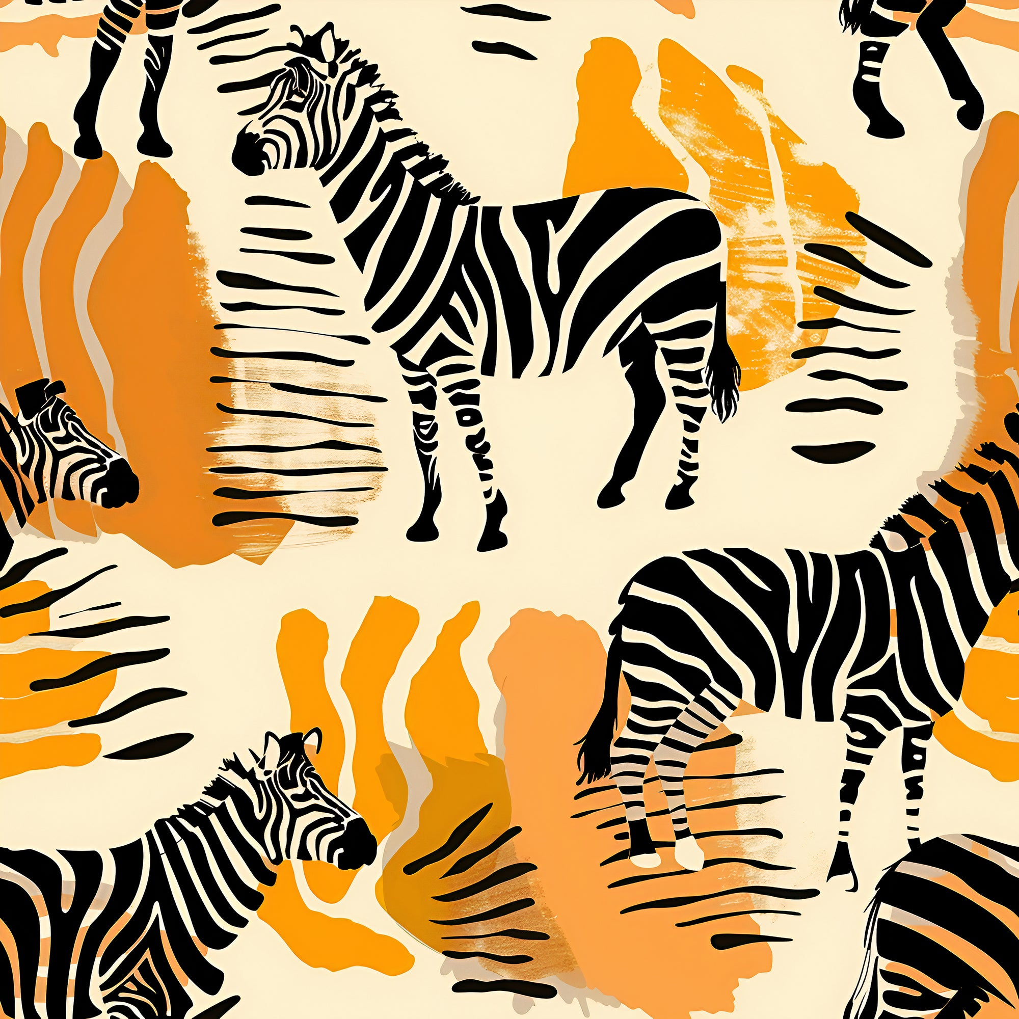 Zebra Print Wallpaper - Peel and Stick Orange Safari Wallpaper