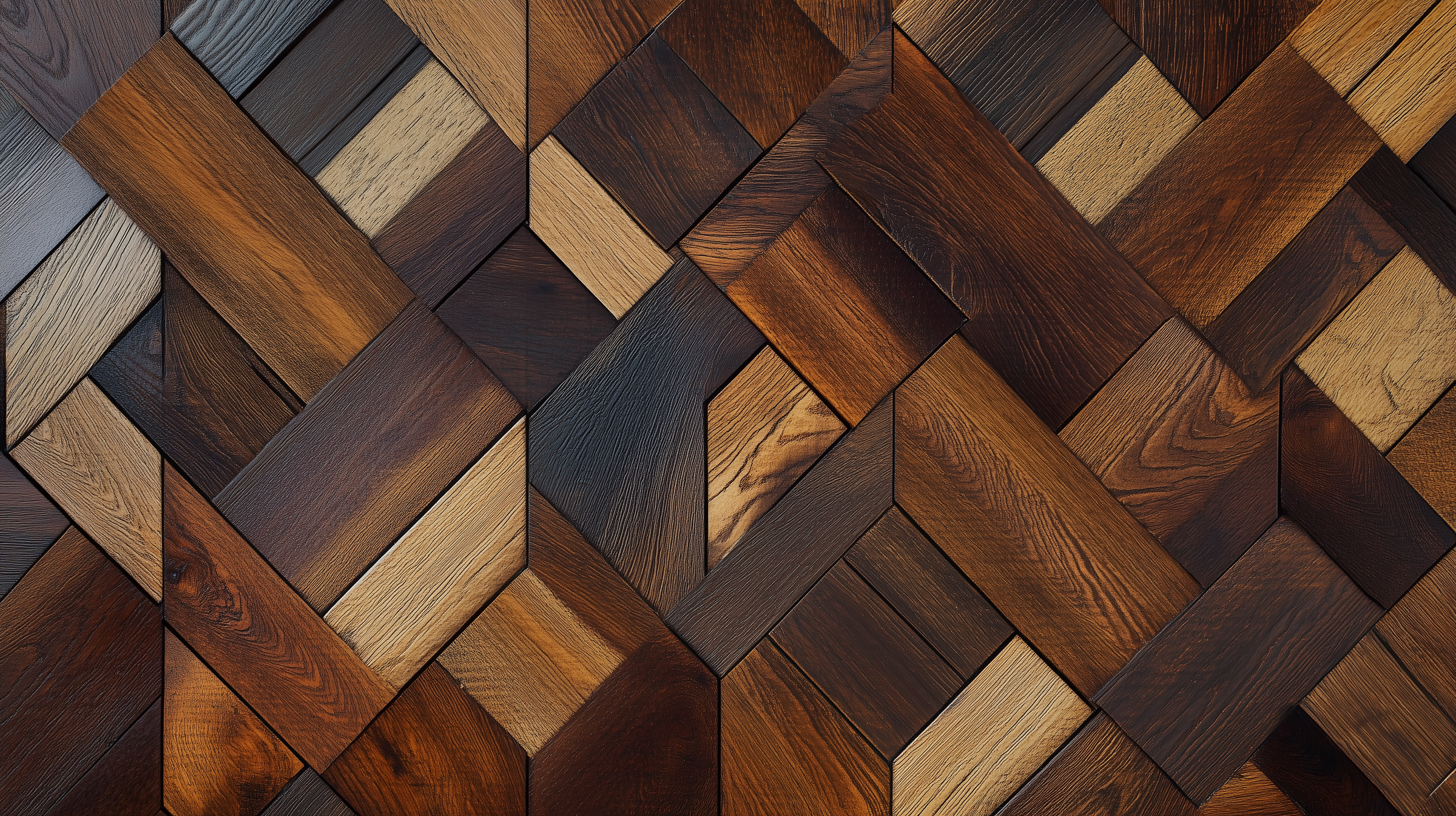 Dark Wooden Style Panels Wall Mural - Wood Shapes Wallpaper