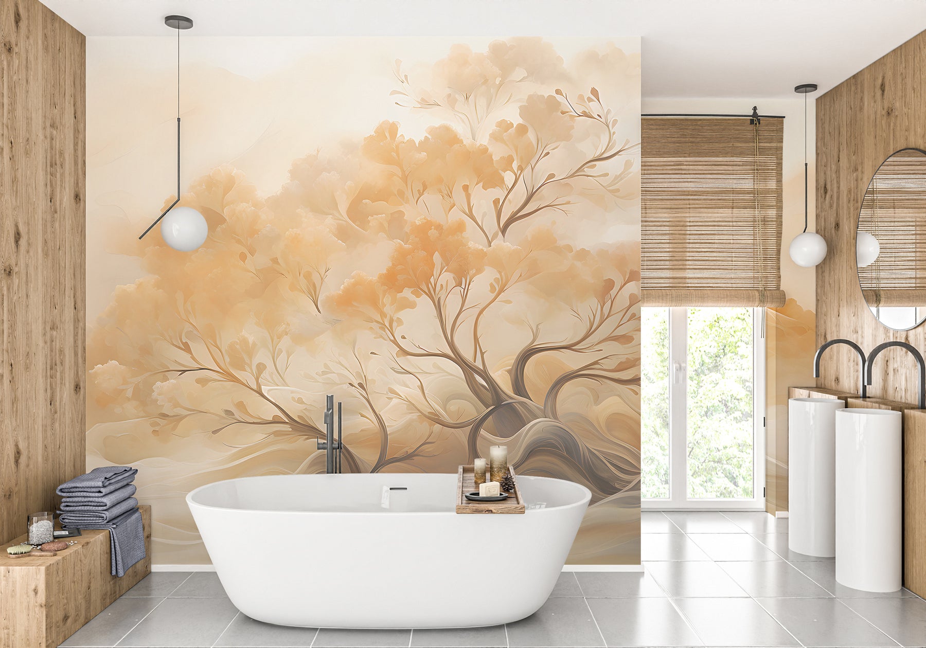 Oil Tree Wallpaper - Abstract Tree Mural