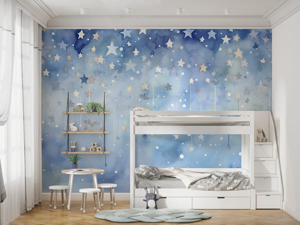 Nursery Stars Mural - Peel and Stick Stars Wallpaper