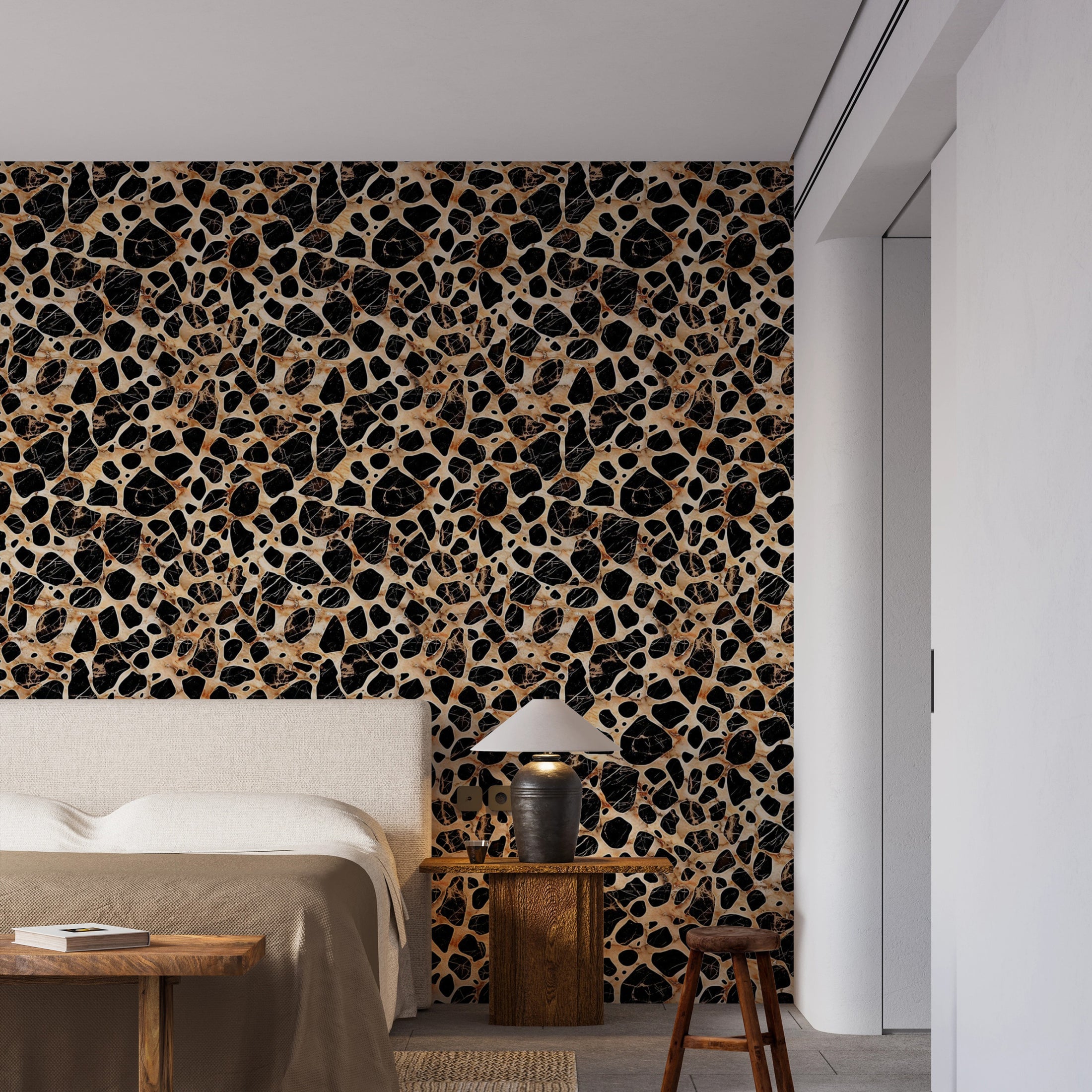 Abstract Leopard Print Wallpaper - Marble Texture Animal Print