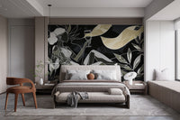 Woman with a Glass of Wine in Art-Deco Style - Abstract Dark Wall Art