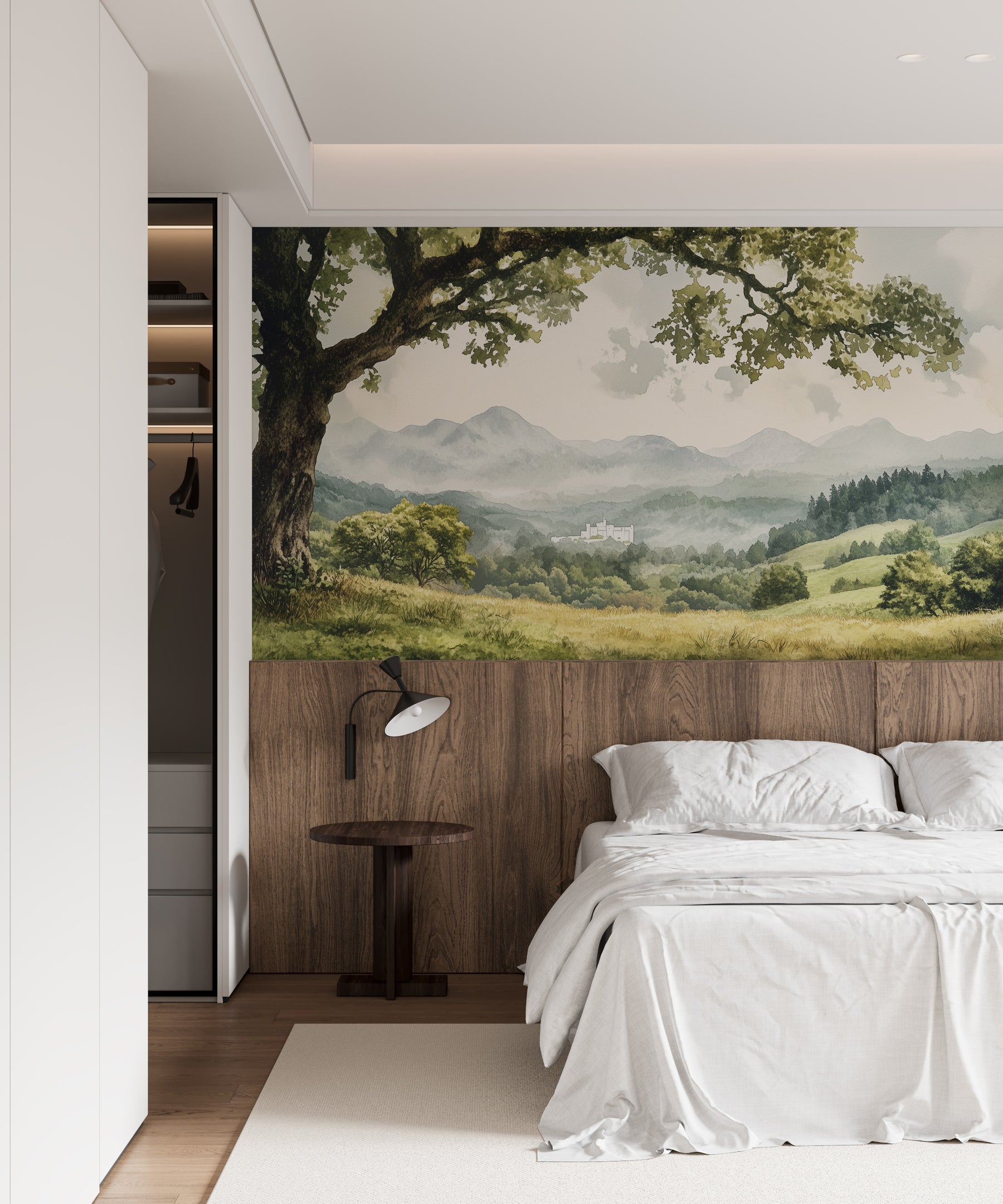 Hanging Tree Branch Scenic Wallpaper - Mountain Valley Landscape Mural