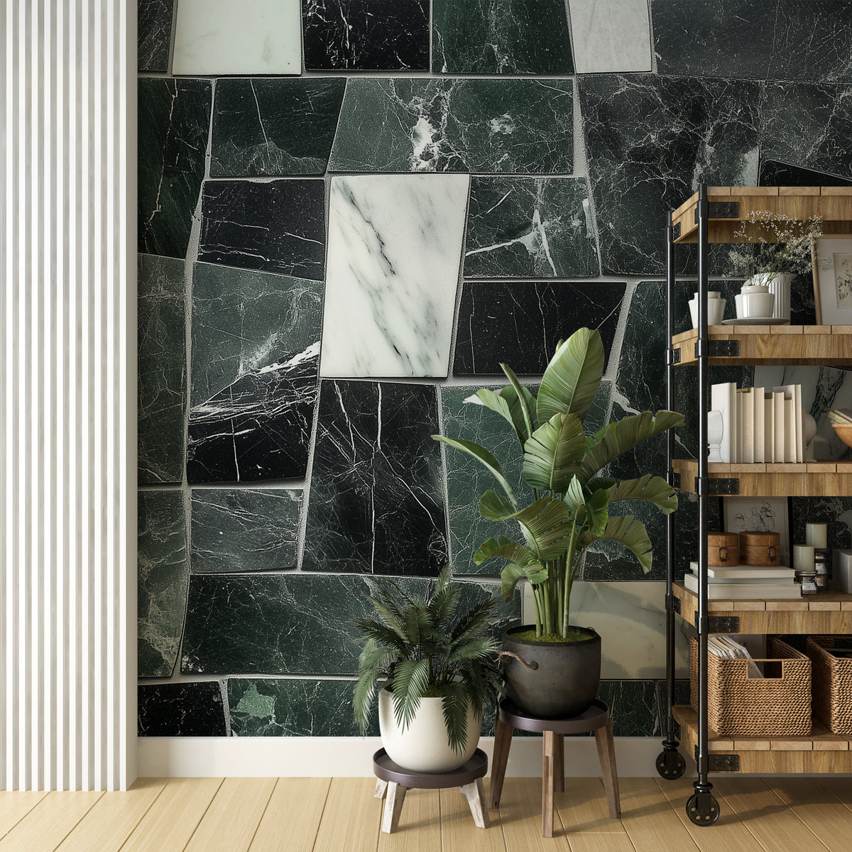 Green and Grey Marble Mural - Marble Tiles Wallpaper