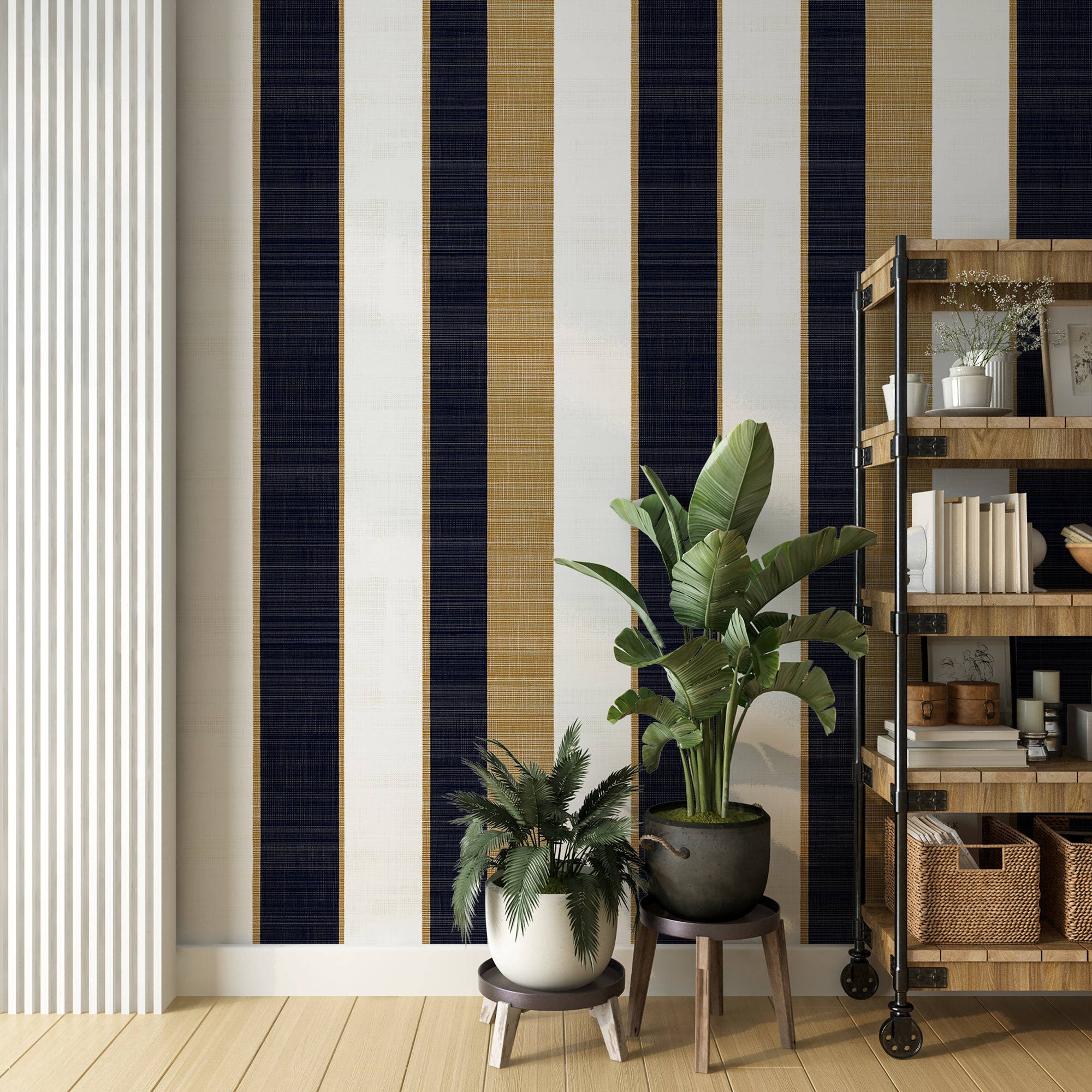 Contrast Striped Wallpaper - Peel and Stick Classic Stripes Wall Decor