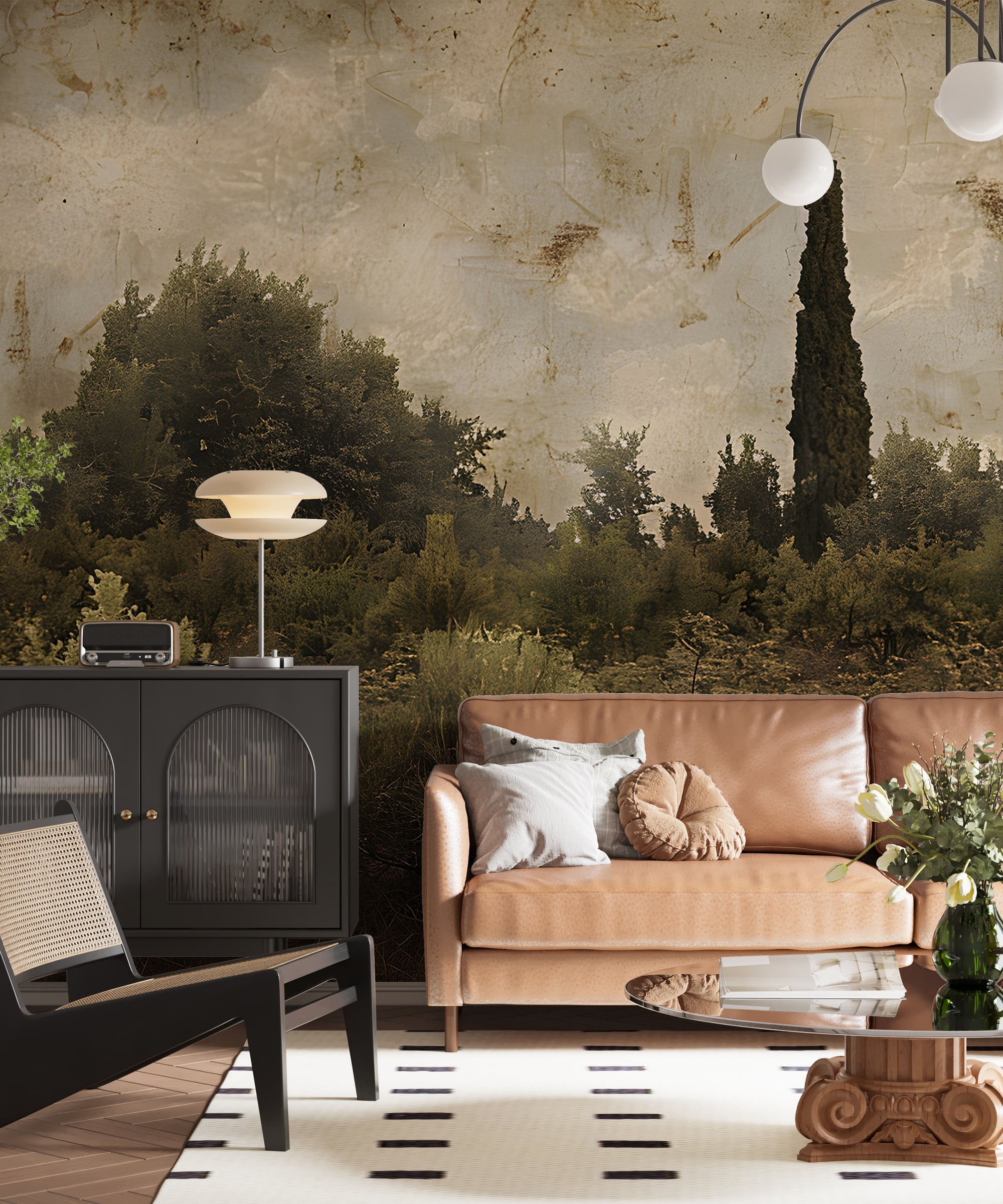 Vintage Botanical Wallpaper - Bushes and Trees Classic Wall Decor