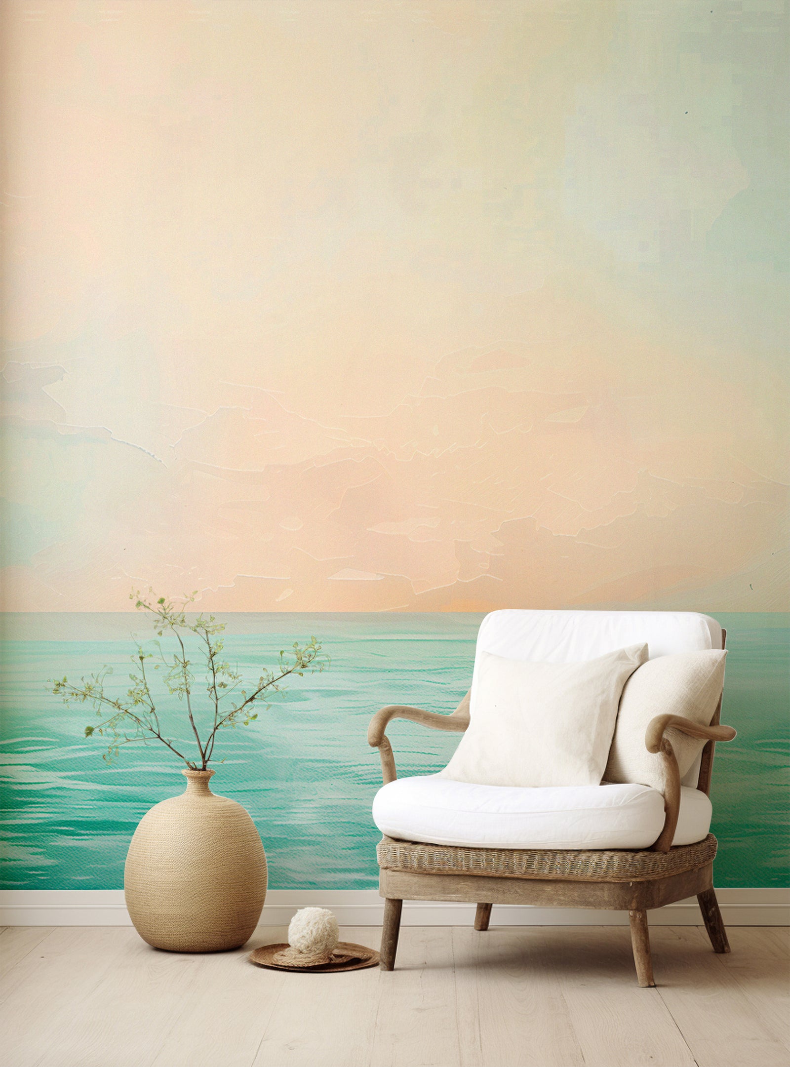Ocean Horizon Wallpaper - Ombre Sea Painting Wall Mural