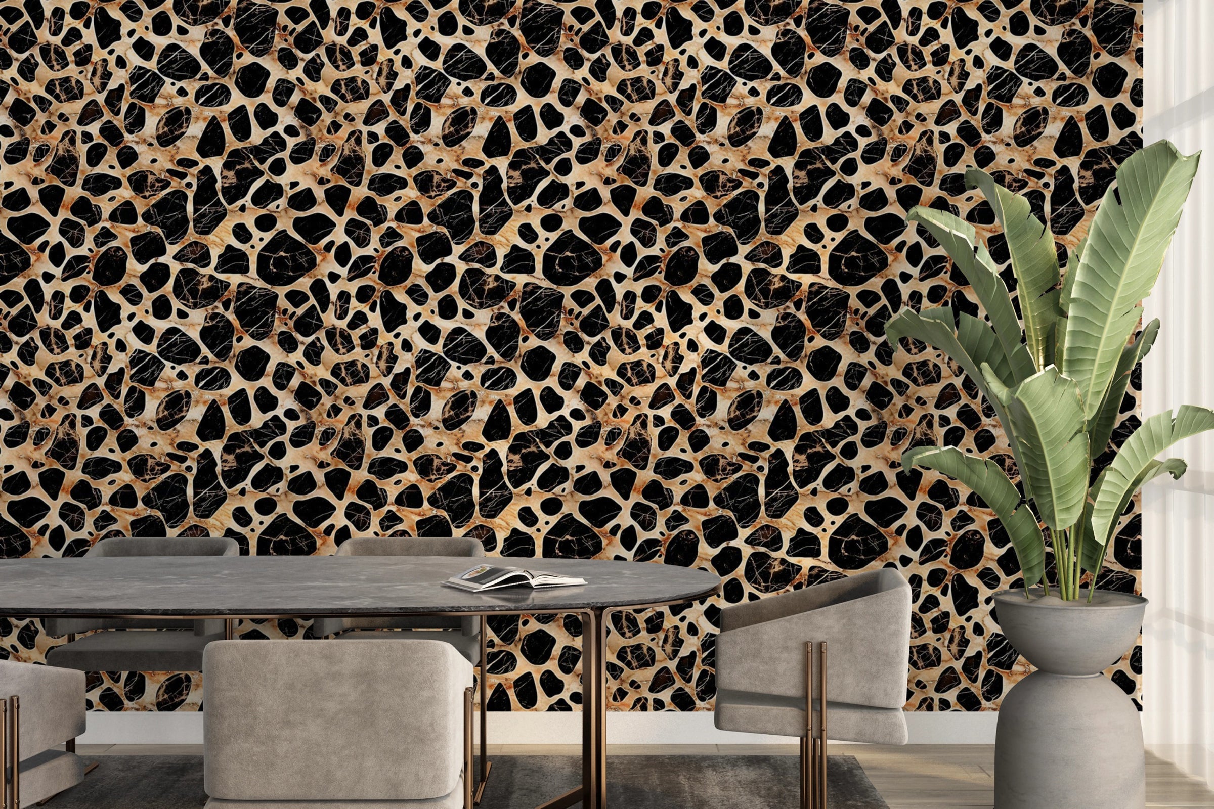Abstract Leopard Print Wallpaper - Marble Texture Animal Print