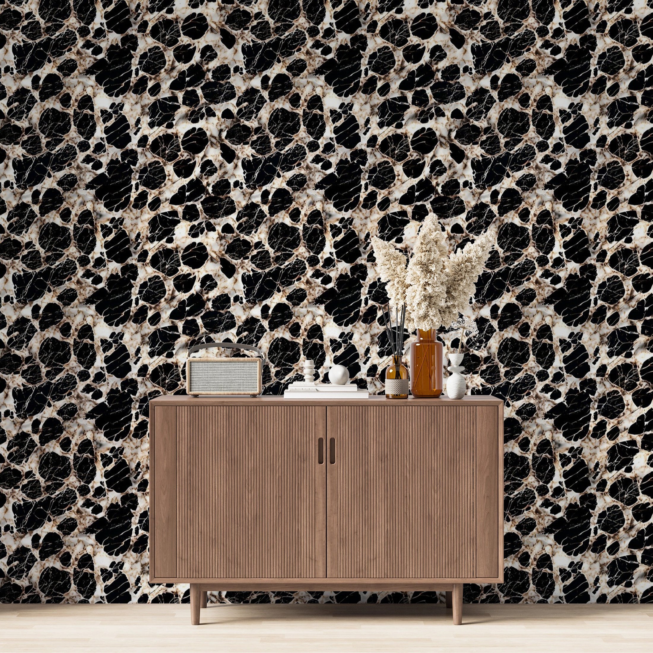 Black and White Marble Wallpaper - Leopard Print Luxury Marble Art