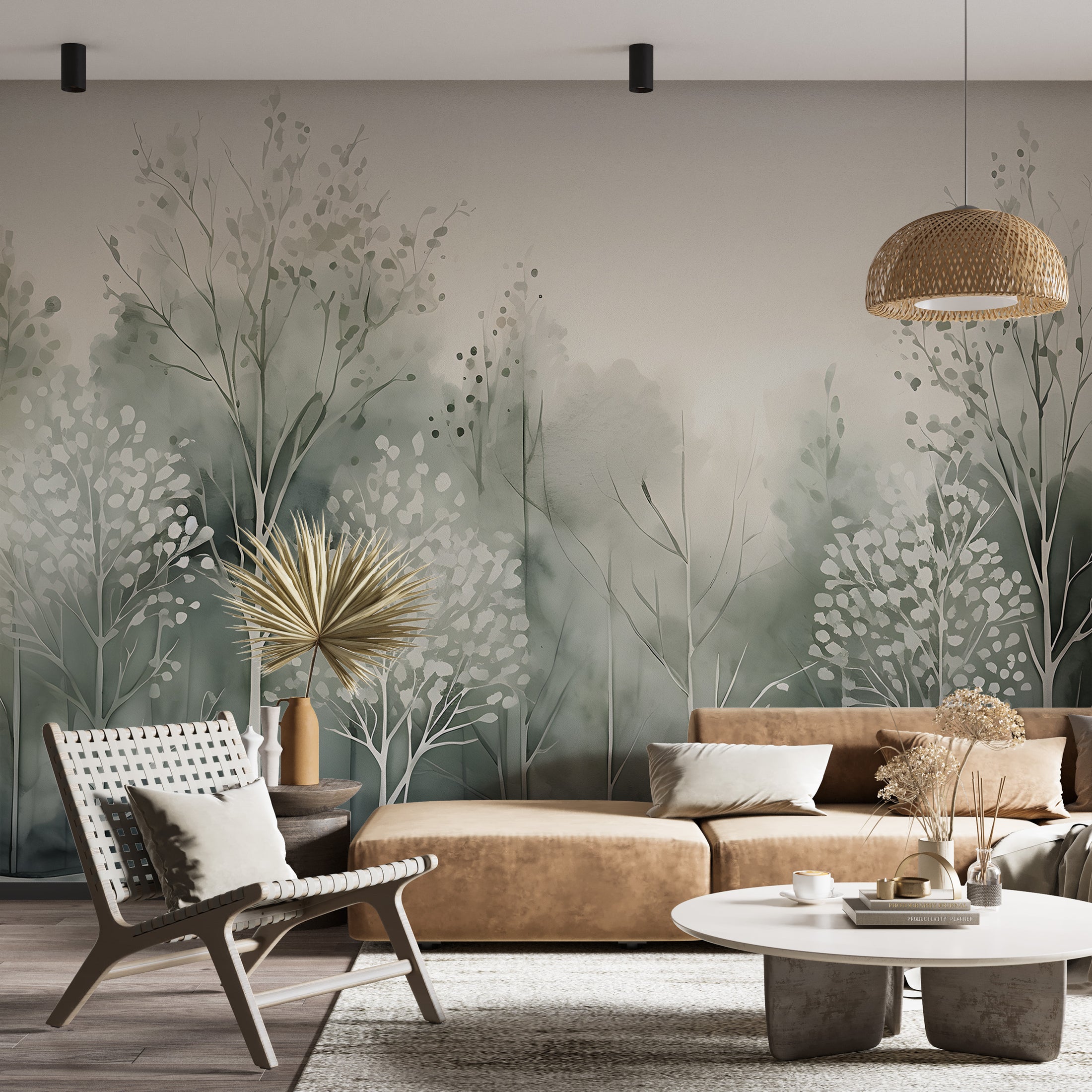 Classic Forest Wallpaper - Watercolor Trees Mural