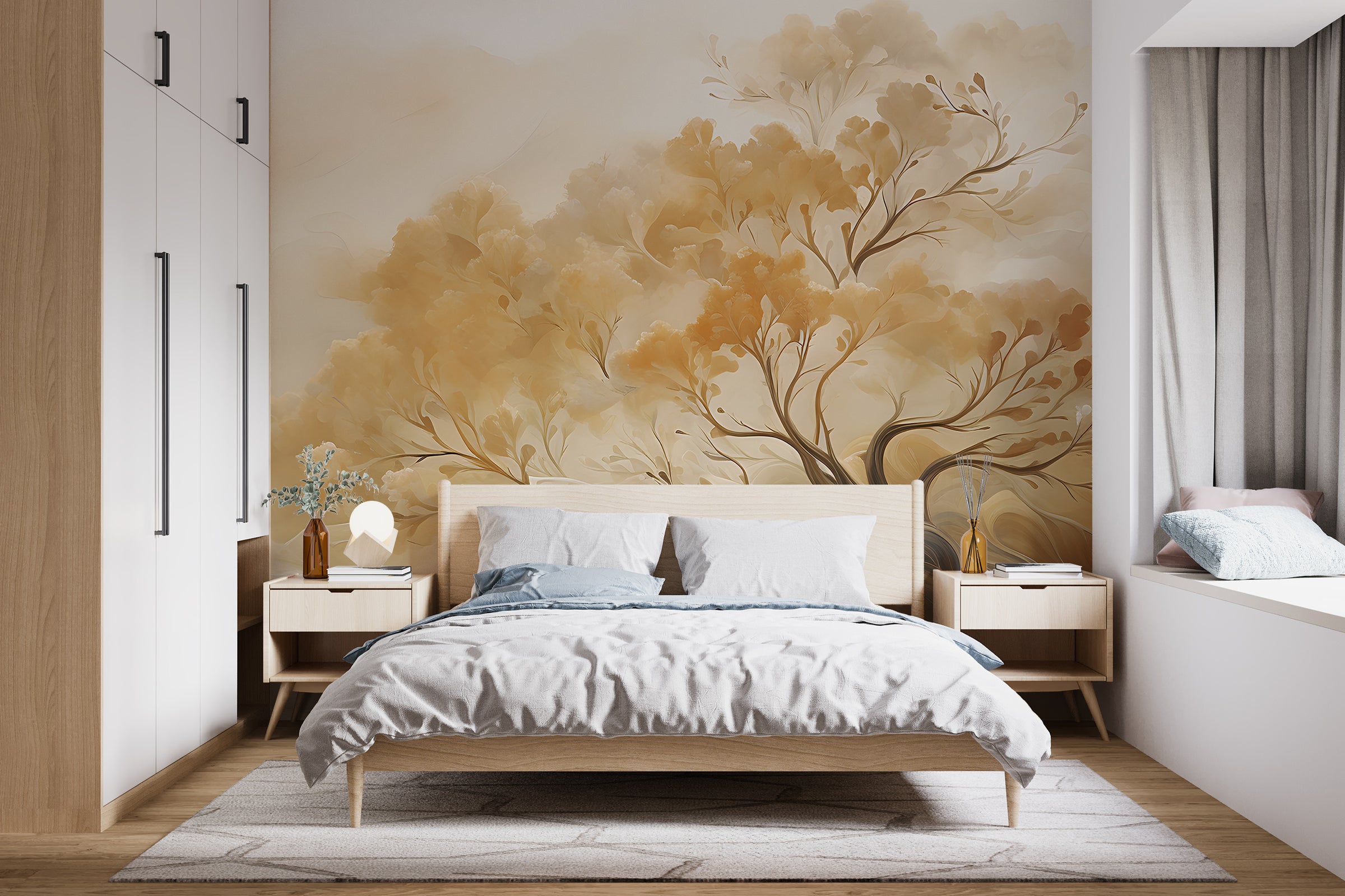 Oil Tree Wallpaper - Abstract Tree Mural