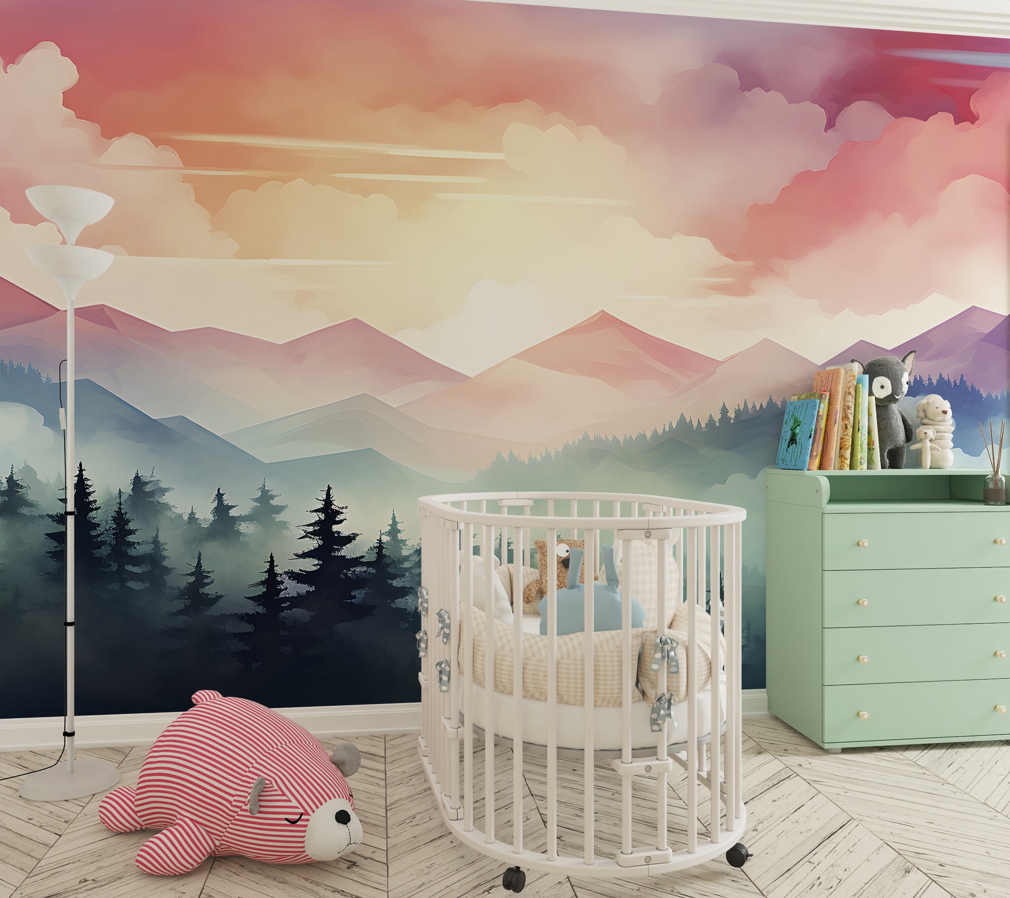 Mountain Landscape Mural - Sunset Over the Mountains Mural