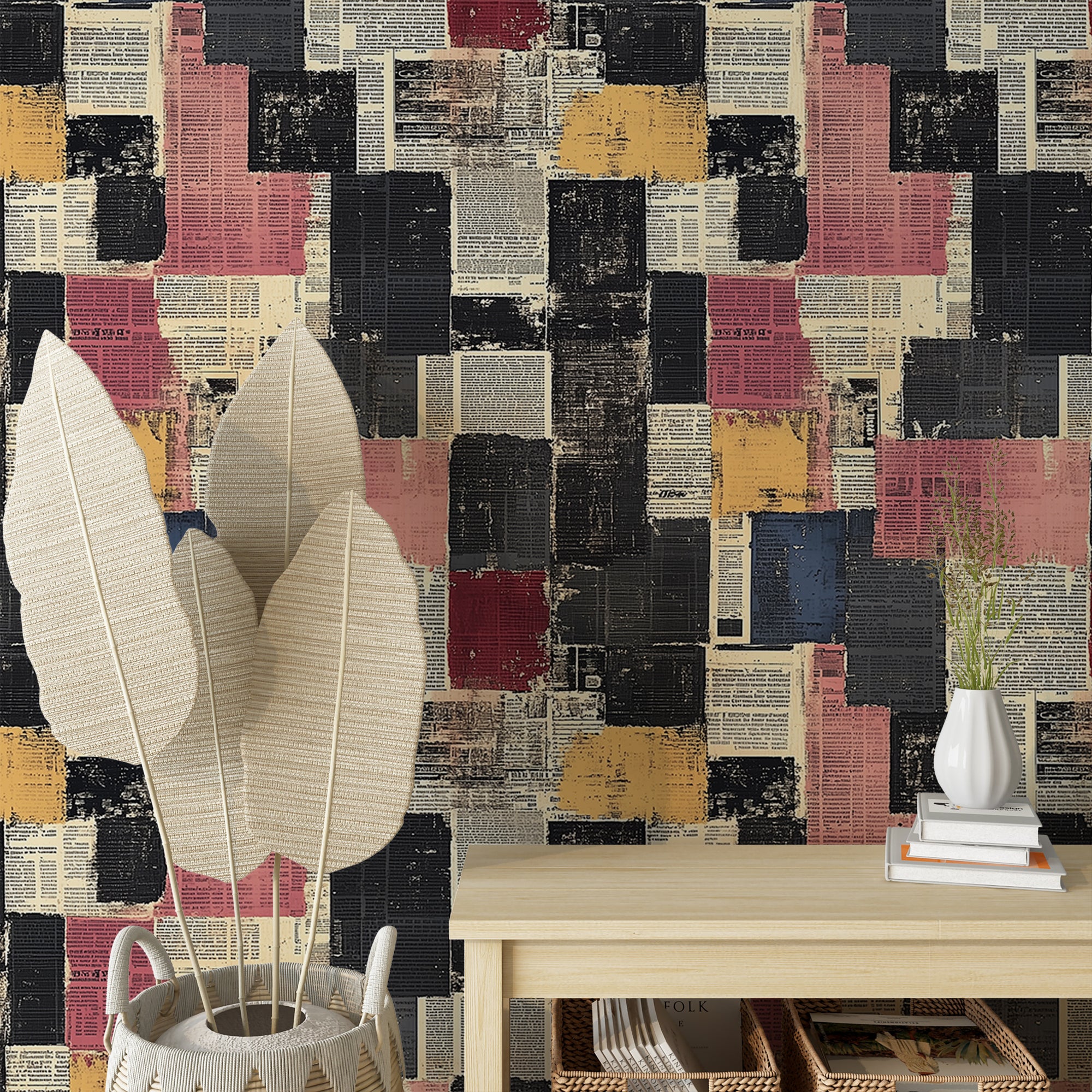 Colorful Newspaper Pattern Wallpaper - Peel and Stick Street Art