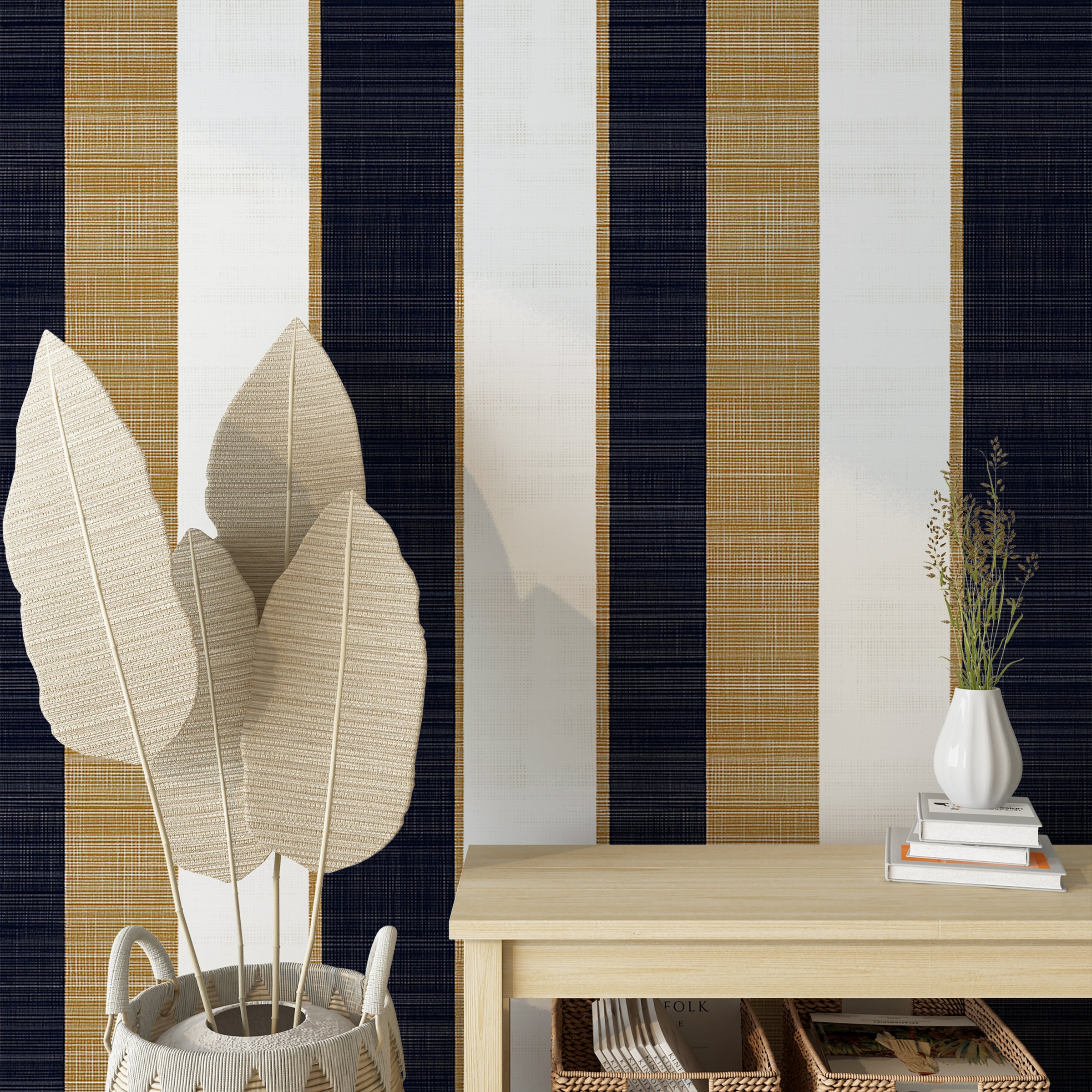 Contrast Striped Wallpaper - Peel and Stick Classic Stripes Wall Decor