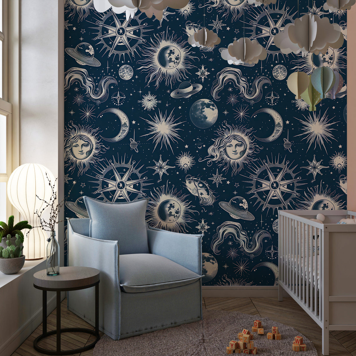 Celestial Wallpaper - Dark Blue Astrology Symbols Wallpaper