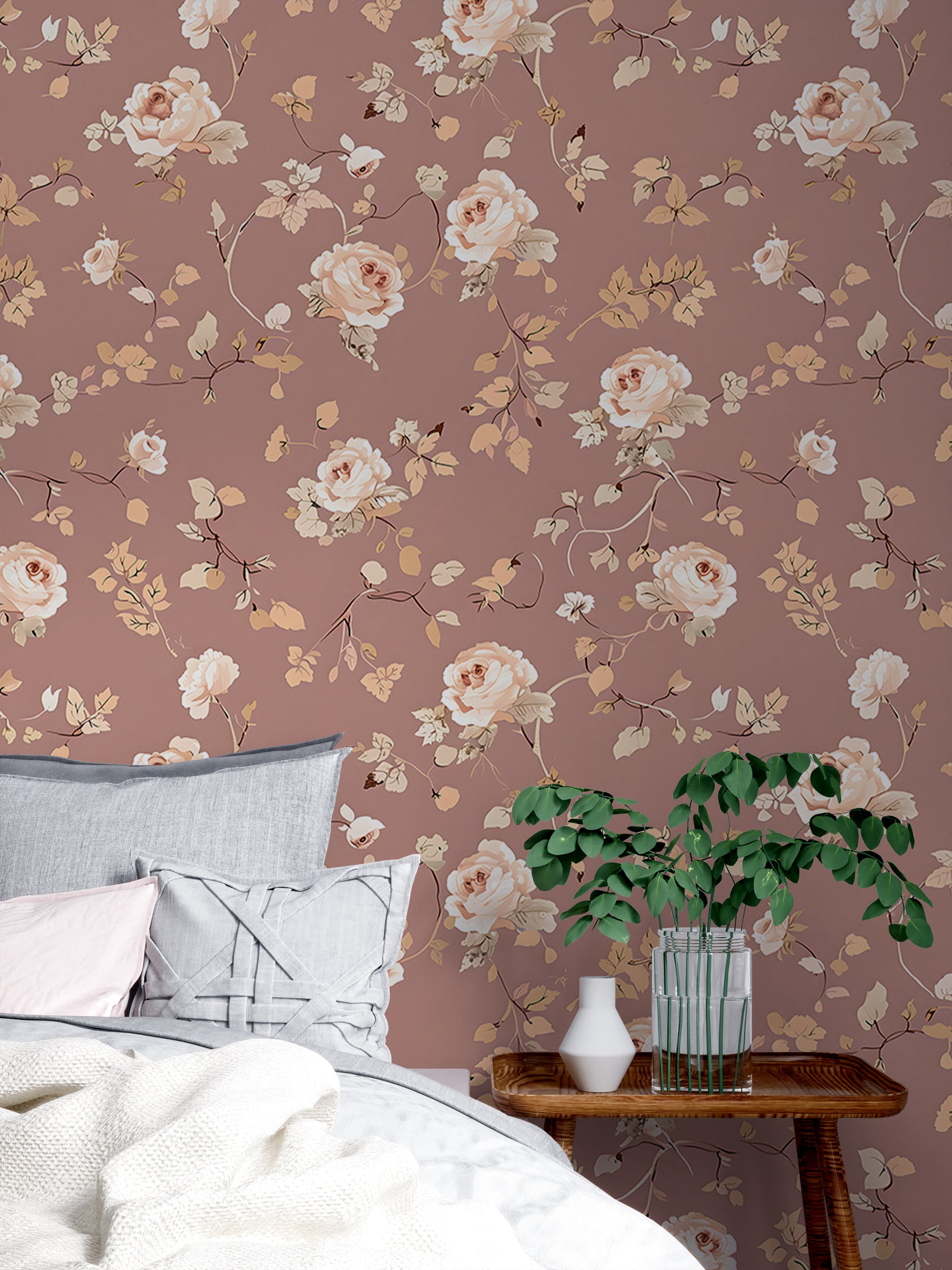 Soft Pink Roses Wallpaper - Dusty Rose Wallpaper