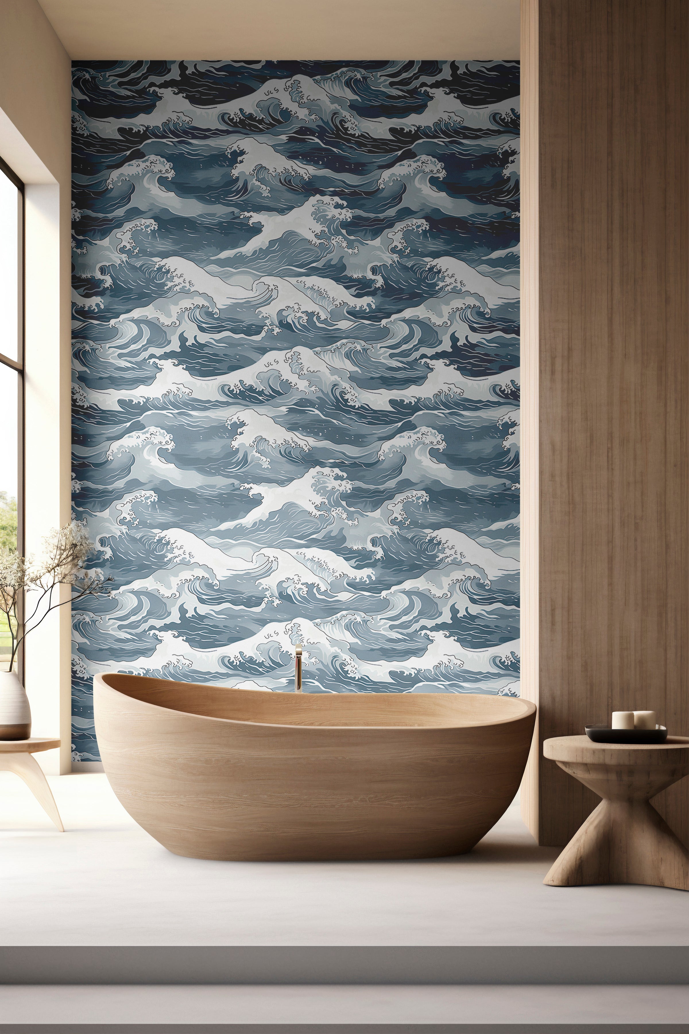 Soft Blue and White Waves Wallpaper - Pastel Colors Wavy Wallpaper