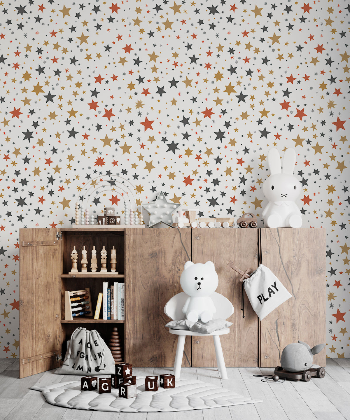 Small Colorful Stars on White Background Wallpaper - Peel & Stick Stars