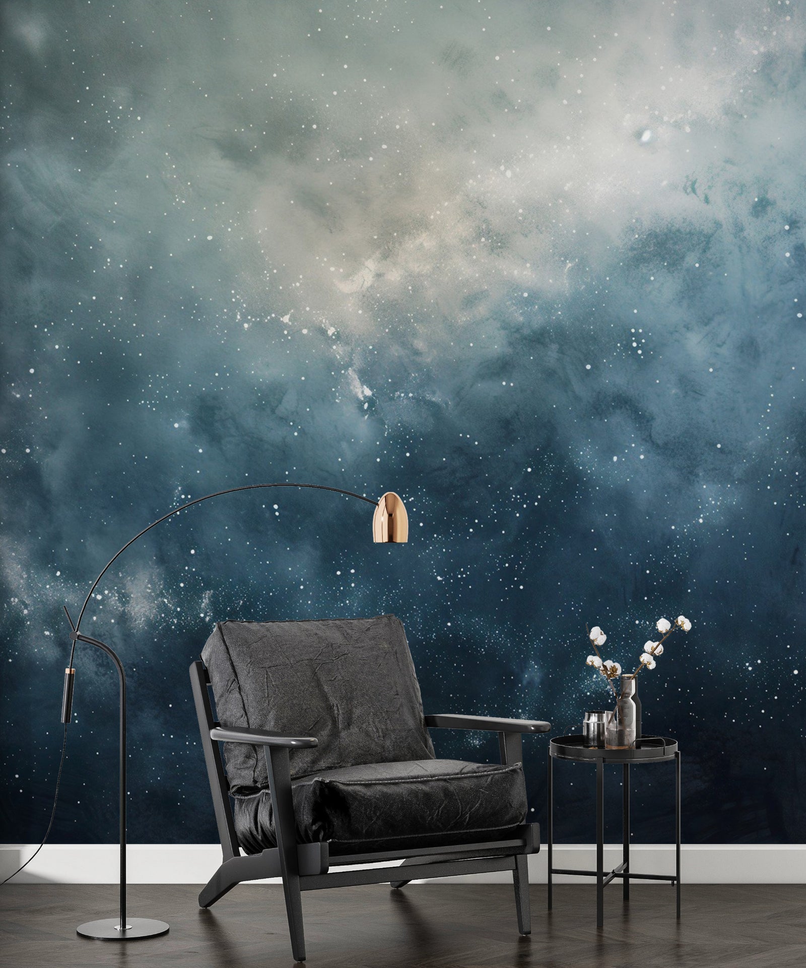 Starry Space Wall Mural - Nursery Dark Starry Night Wallpaper