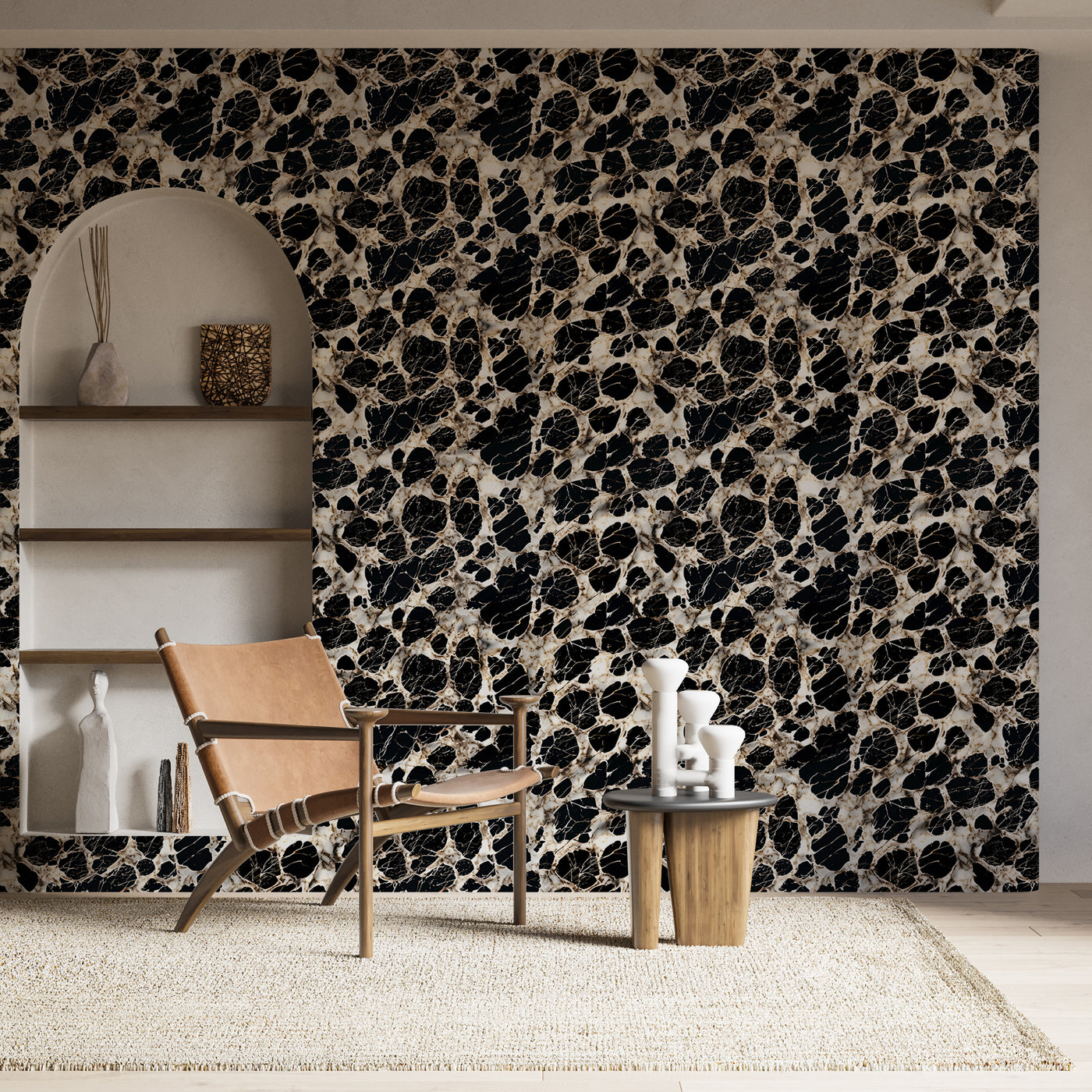 Black and White Marble Wallpaper - Leopard Print Luxury Marble Art