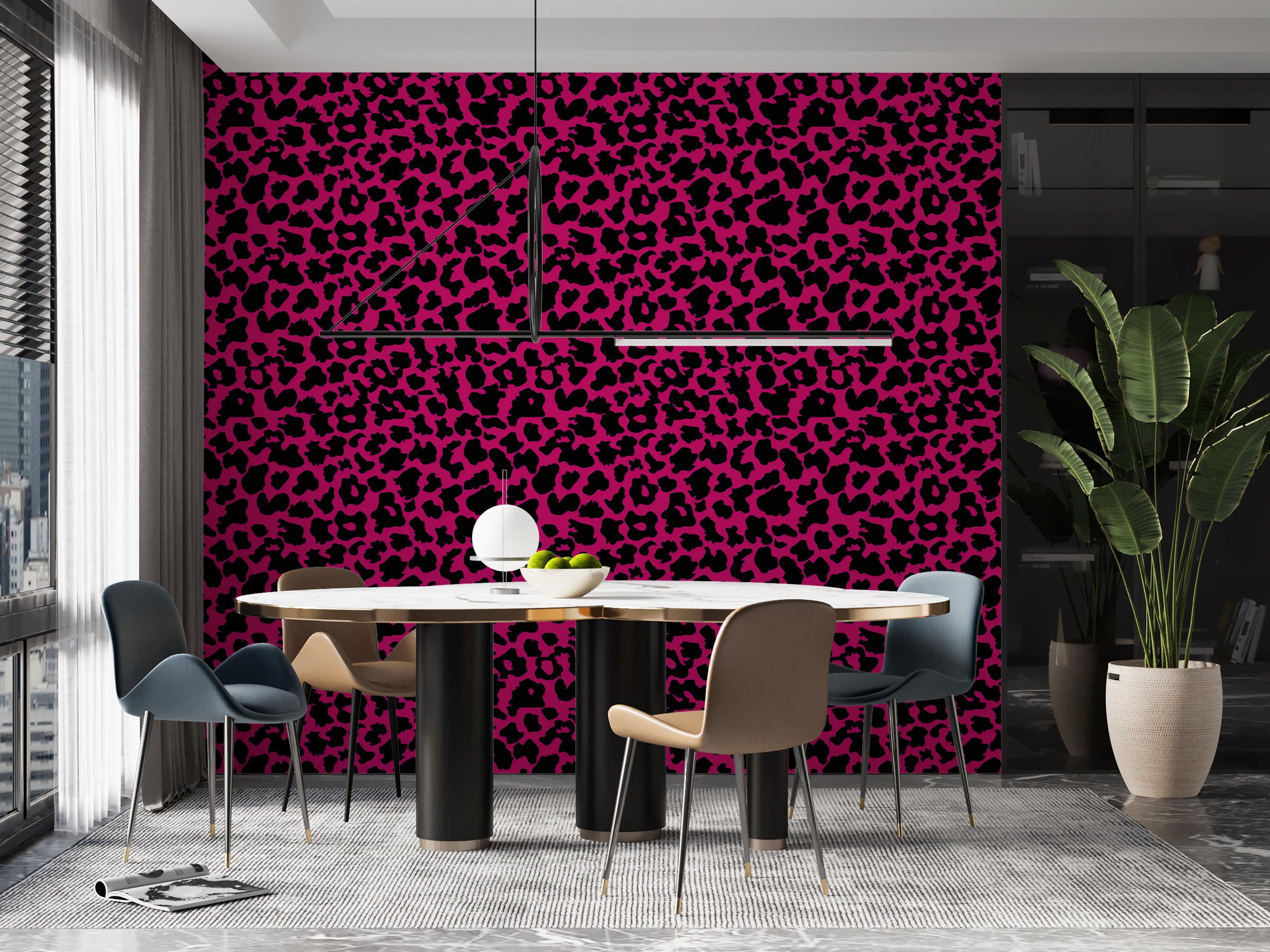 Neon Pink Leopard Print Wallpaper - Abstract Animal Skin Pattern Decor