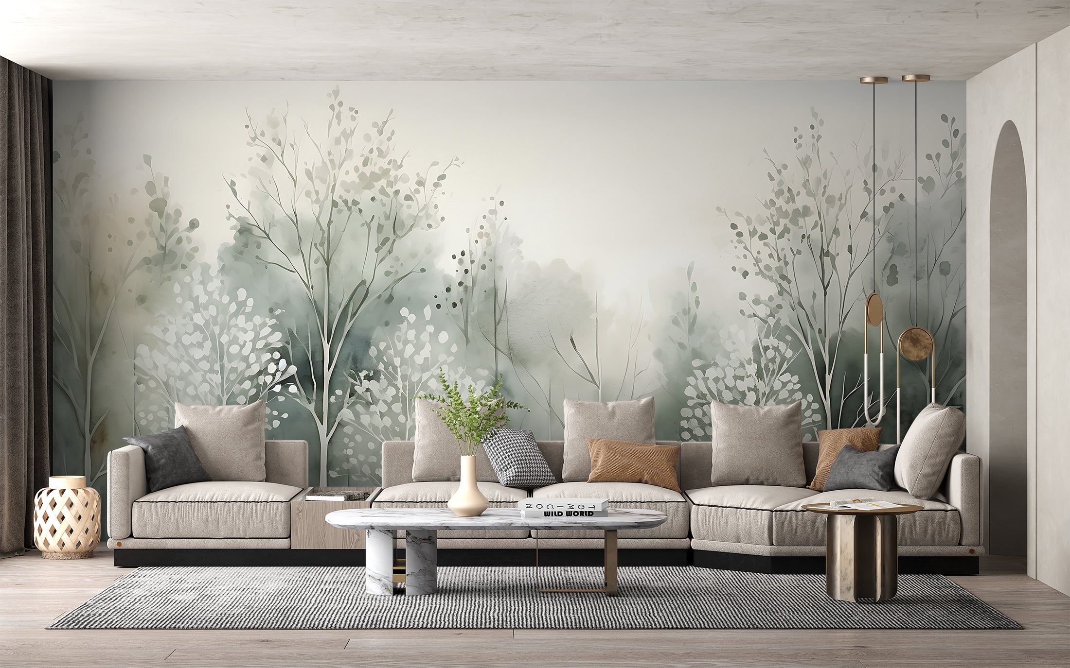 Classic Forest Wallpaper - Watercolor Trees Mural