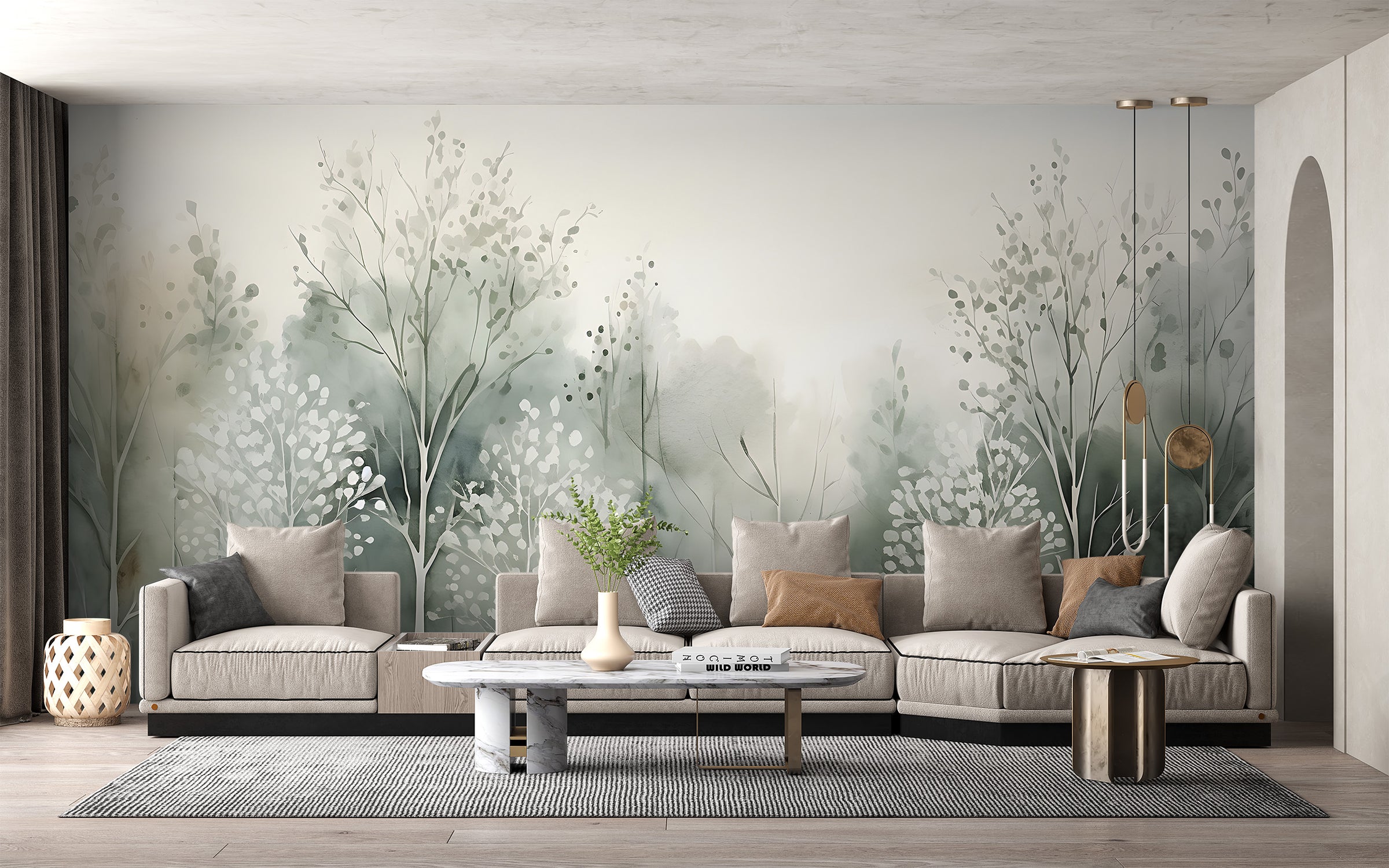 Classic Forest Wallpaper - Watercolor Trees Mural