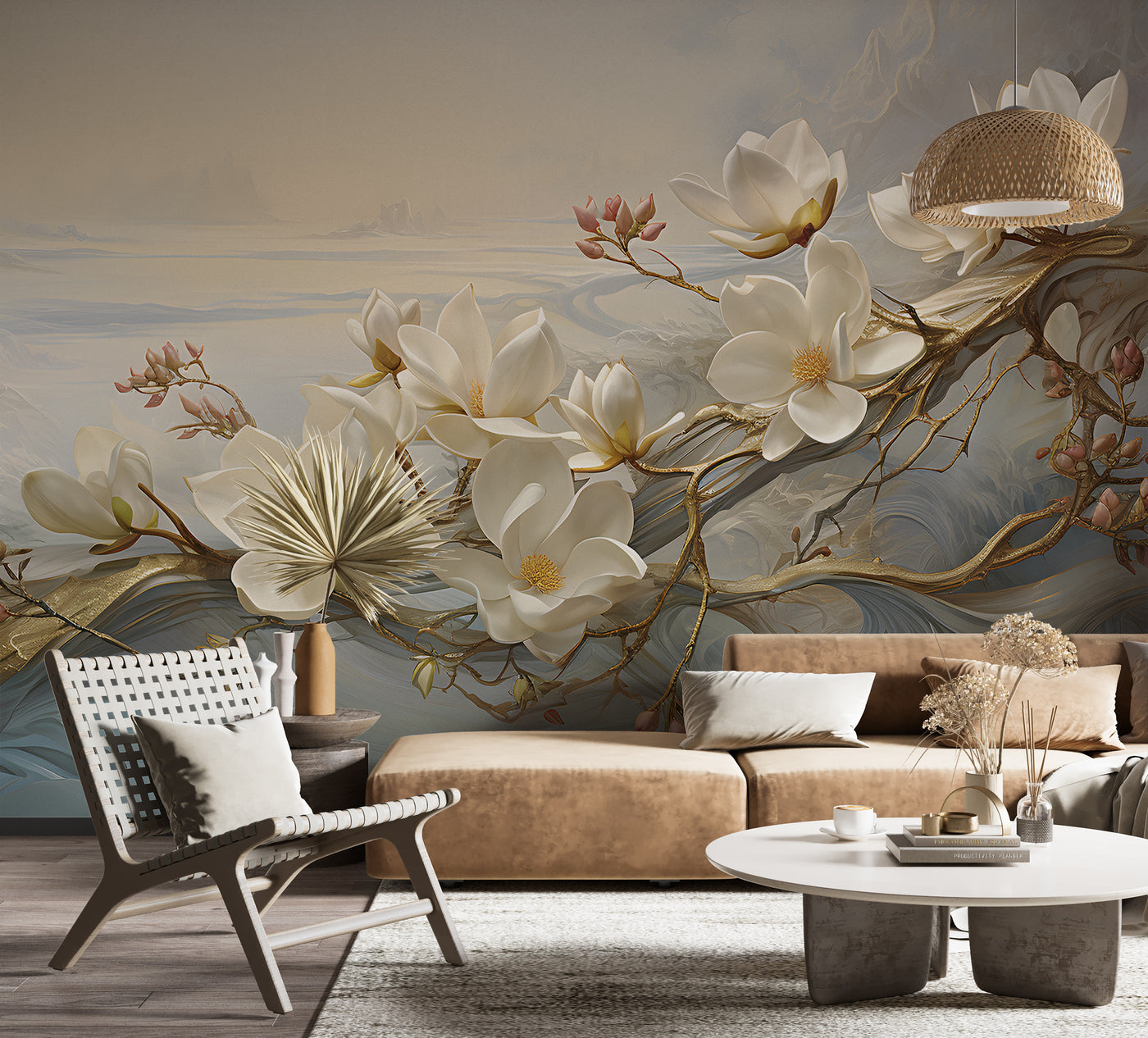 Abstract Floral Mural - Peel and Stick Botanical Wallpaper