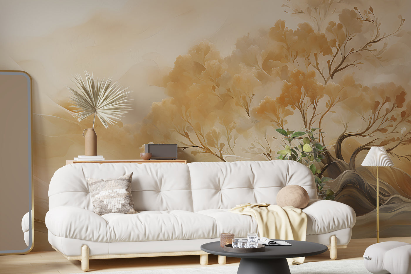 Oil Tree Wallpaper - Abstract Tree Mural