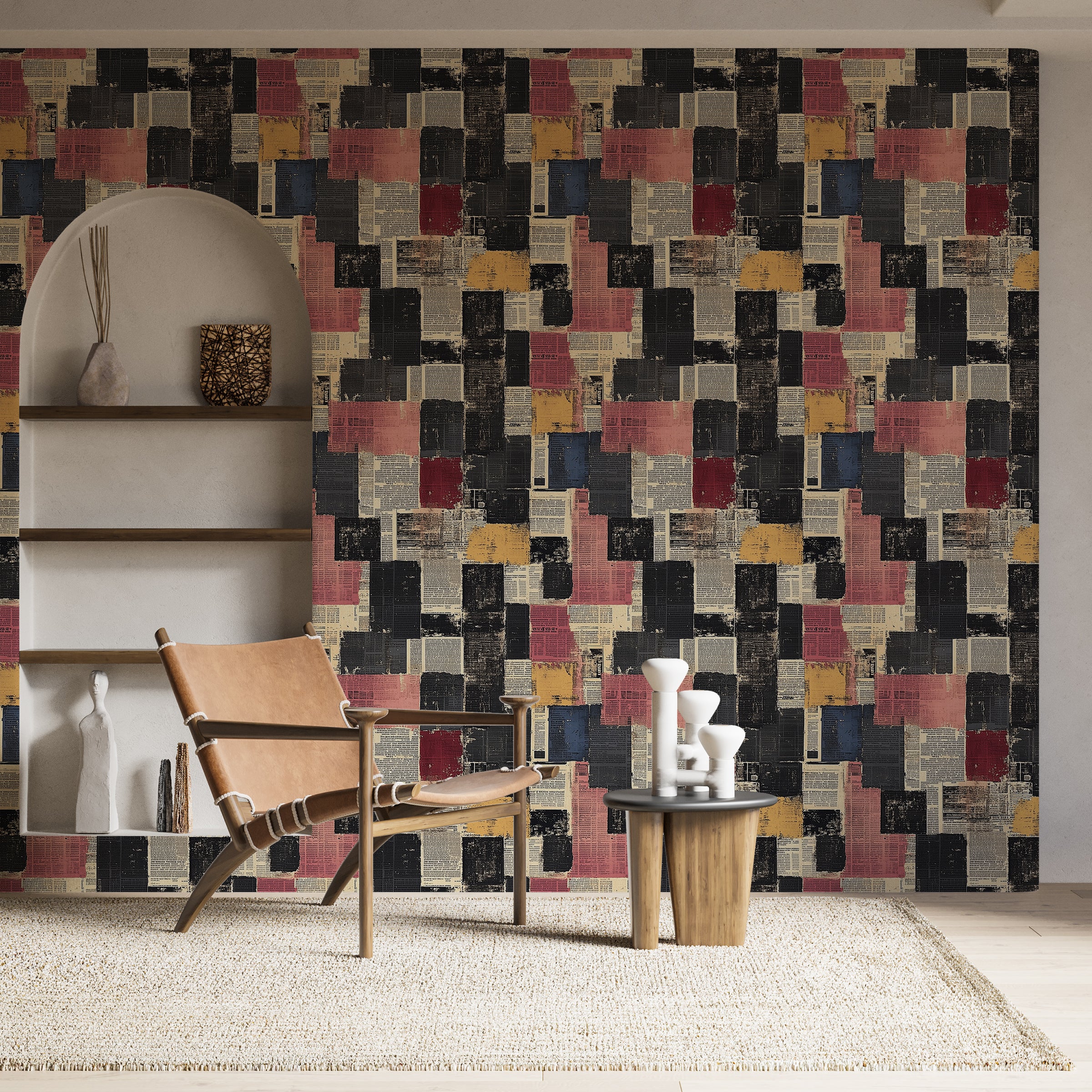 Colorful Newspaper Pattern Wallpaper - Peel and Stick Street Art