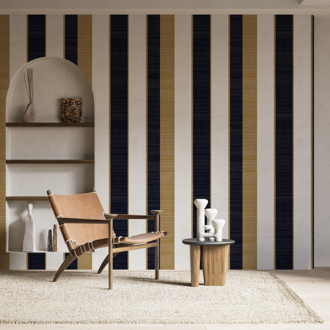 Contrast Striped Wallpaper - Peel and Stick Classic Stripes Wall Decor