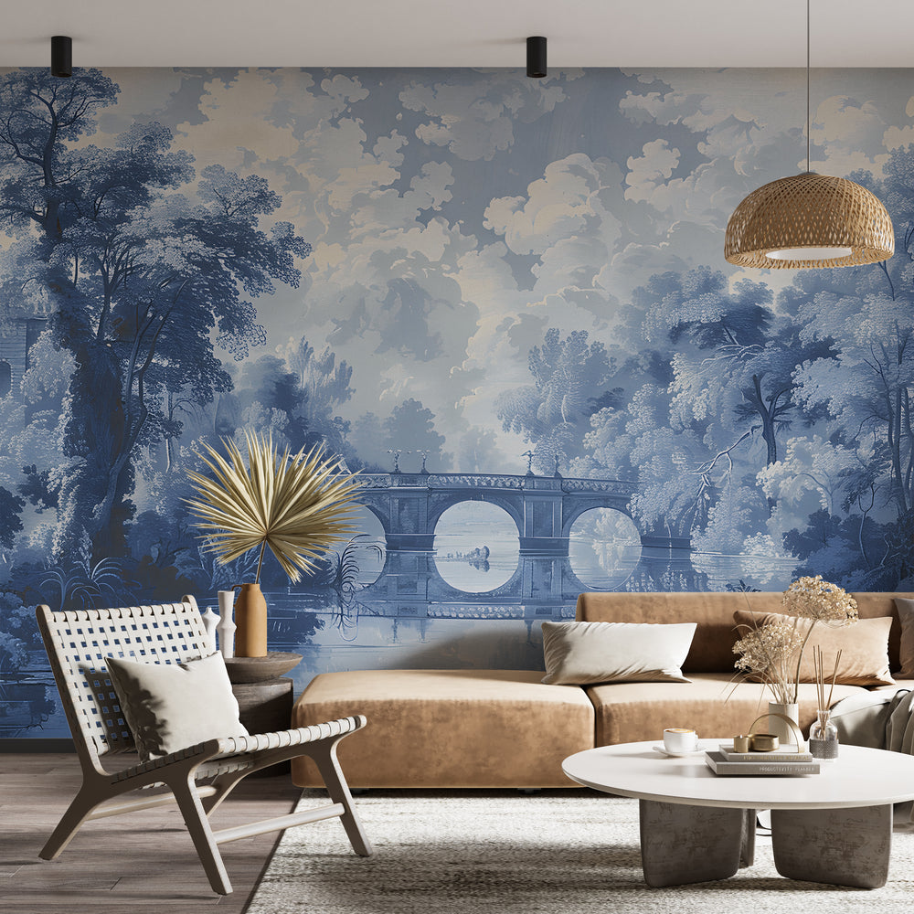 Bridge and Forest in French Style Wall Mural - Toile de Jouy