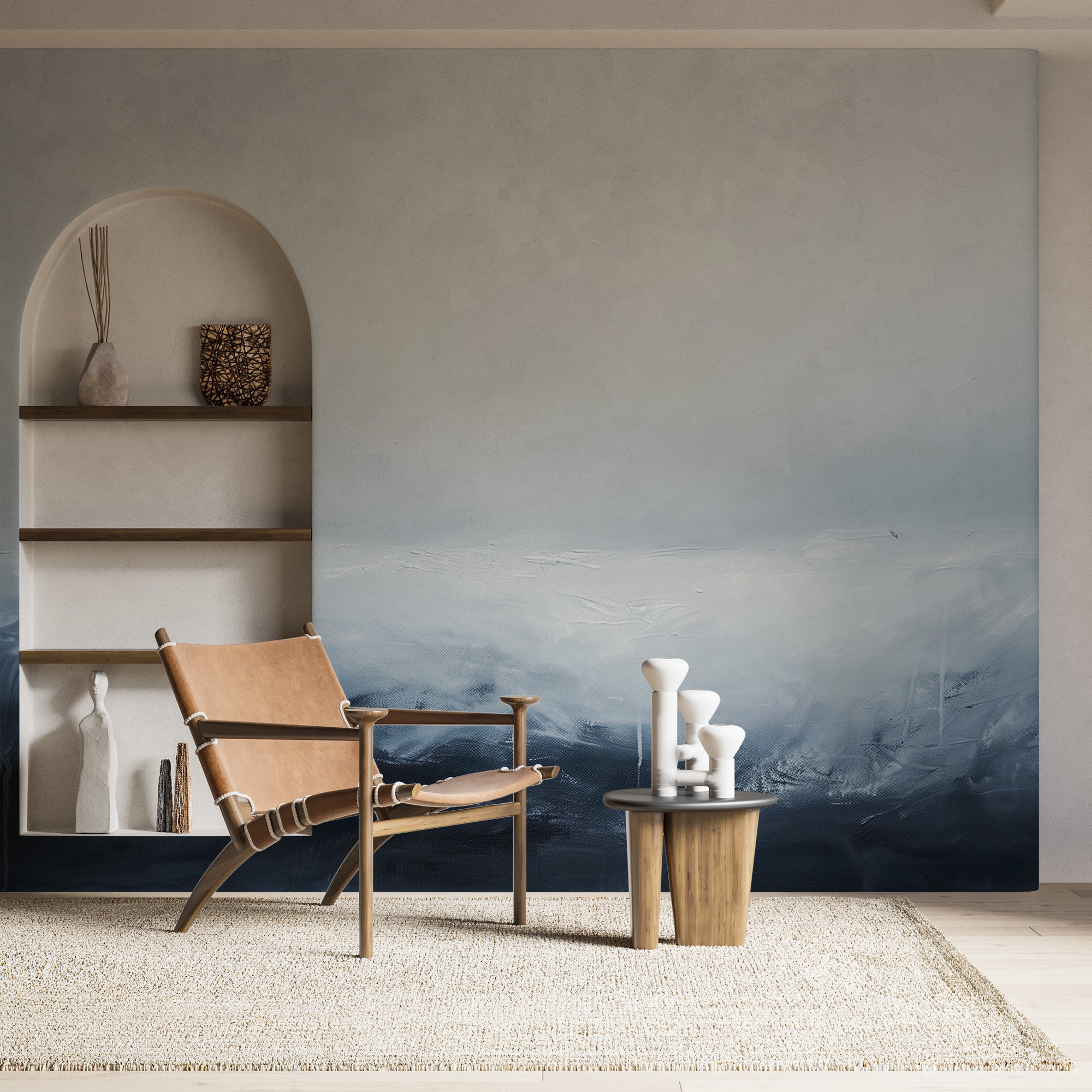 Abstract Blue Ocean Wallpaper - Soft Blue Accent Wall Mural