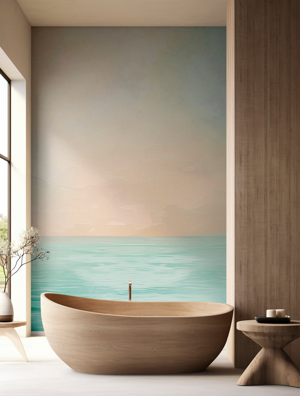 Ocean Horizon Wallpaper - Ombre Sea Painting Wall Mural