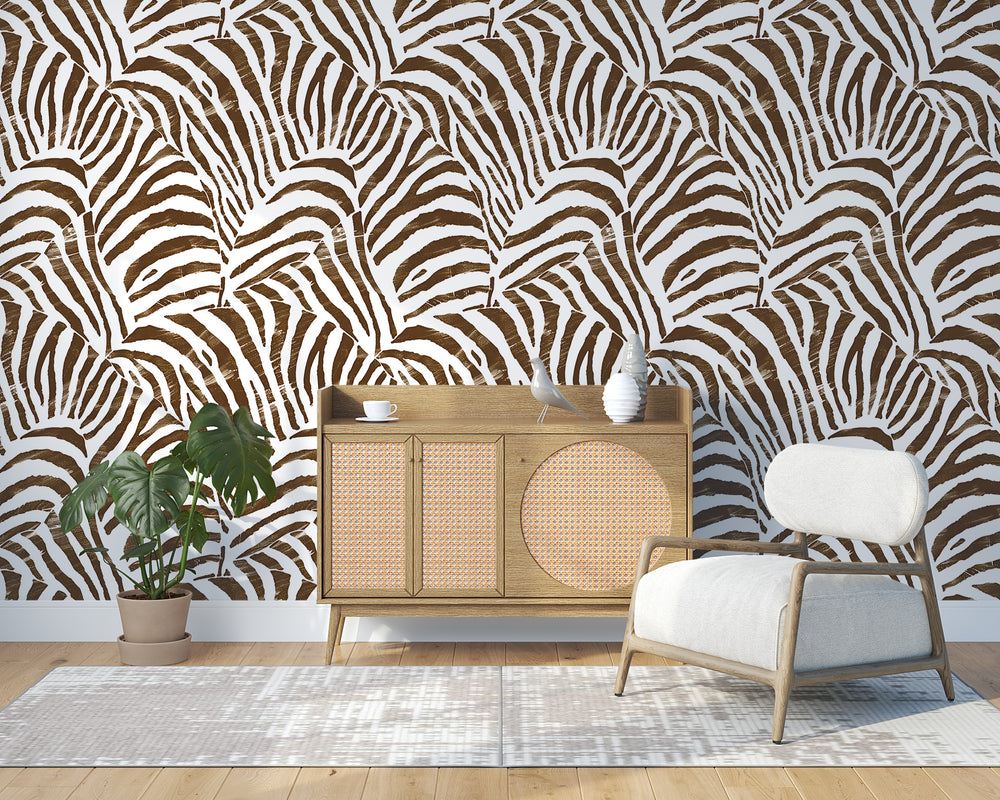 Brown Zebra Pattern Wallpaper - Brown and White Zebra Skin Wallpaper