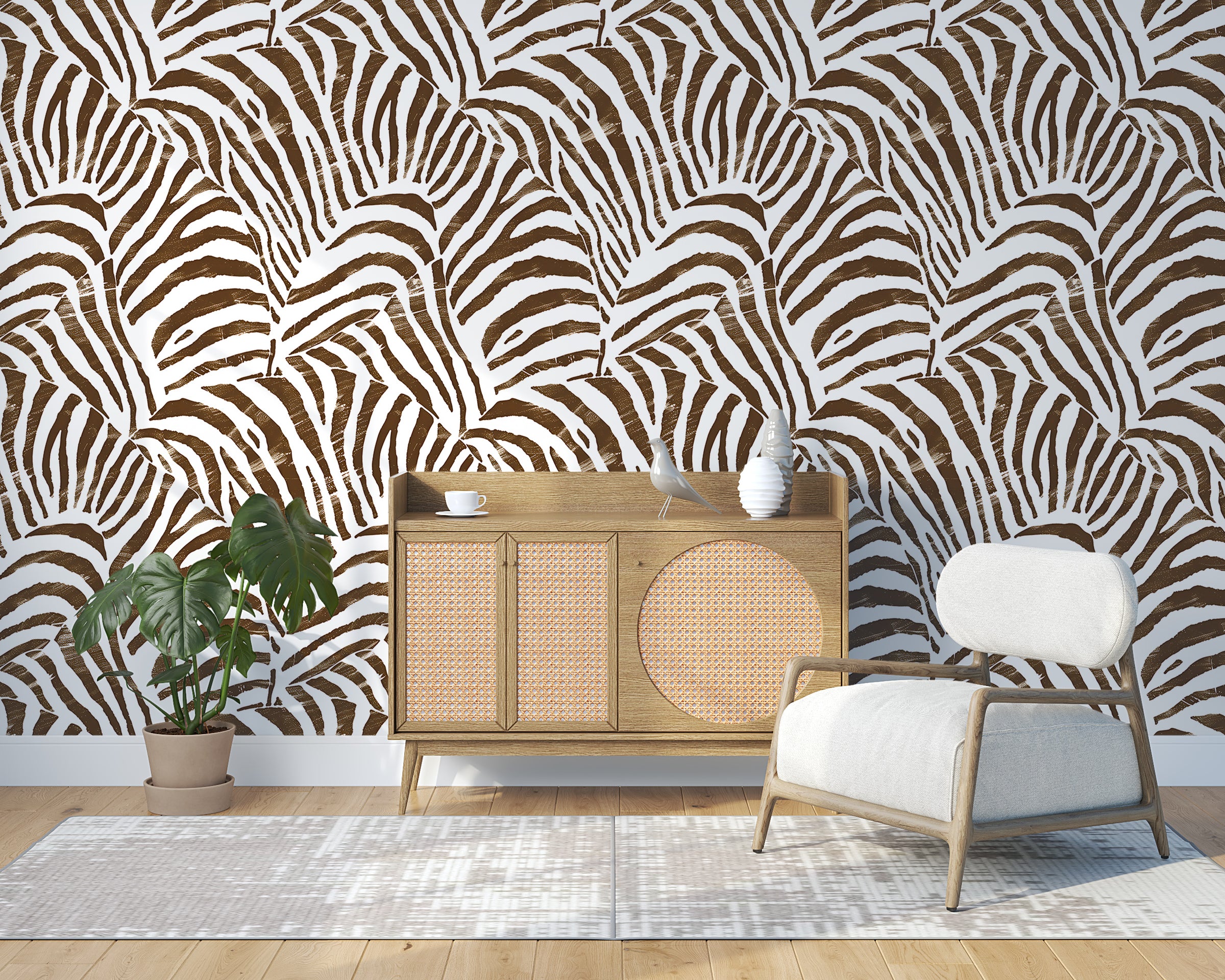 Brown Zebra Pattern Wallpaper - Brown and White Zebra Skin Wallpaper