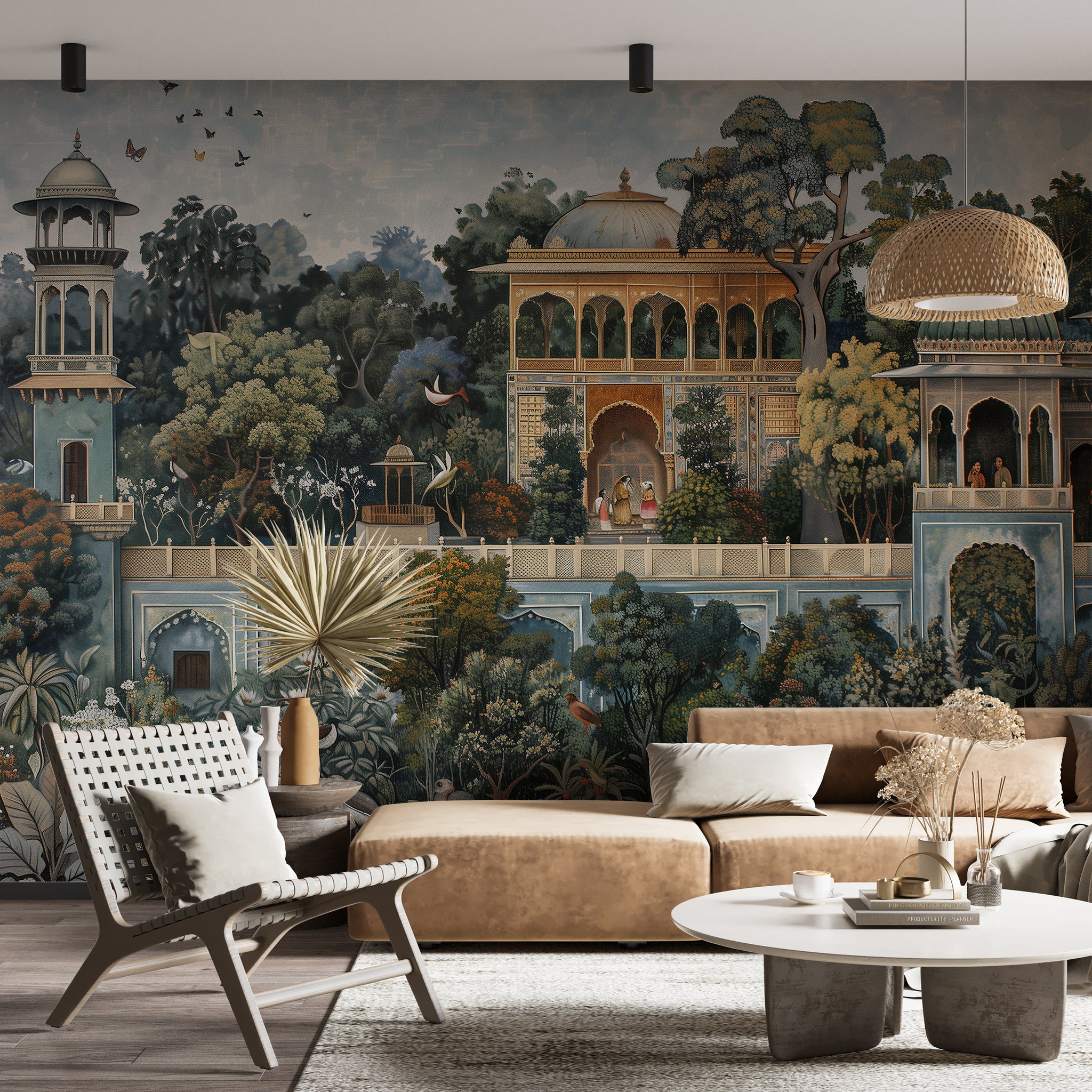 Lush Garden Wall Mural - Coloful Vintage Palace Wallpaper