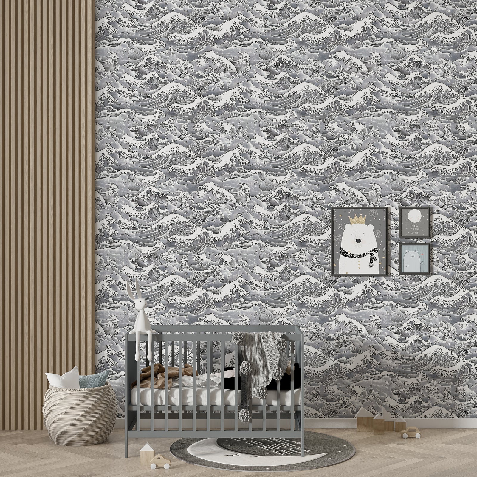 Grey Ocean Waves Wallpaper - Nautical Grey Wallpaper