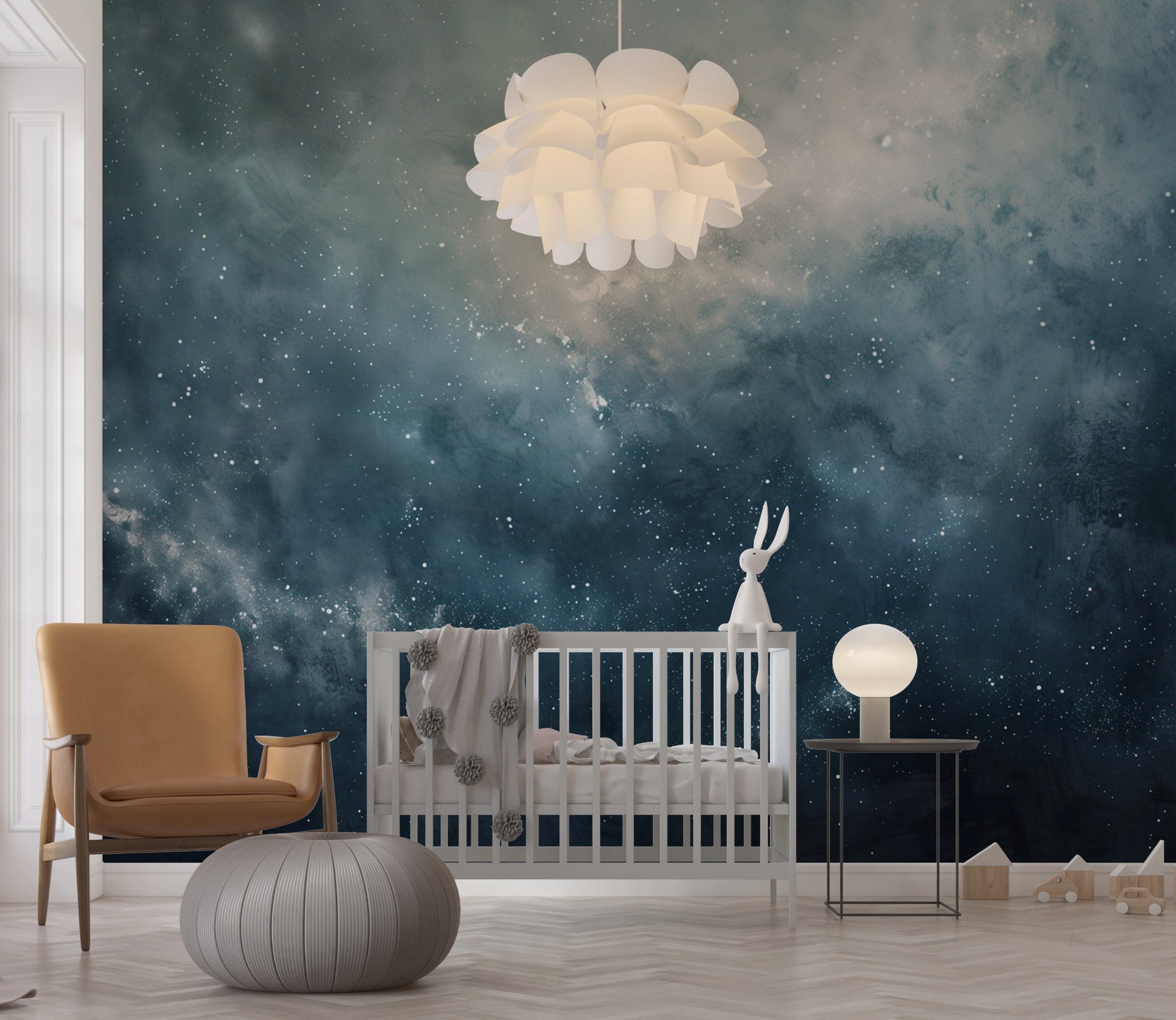 Starry Space Wall Mural - Nursery Dark Starry Night Wallpaper