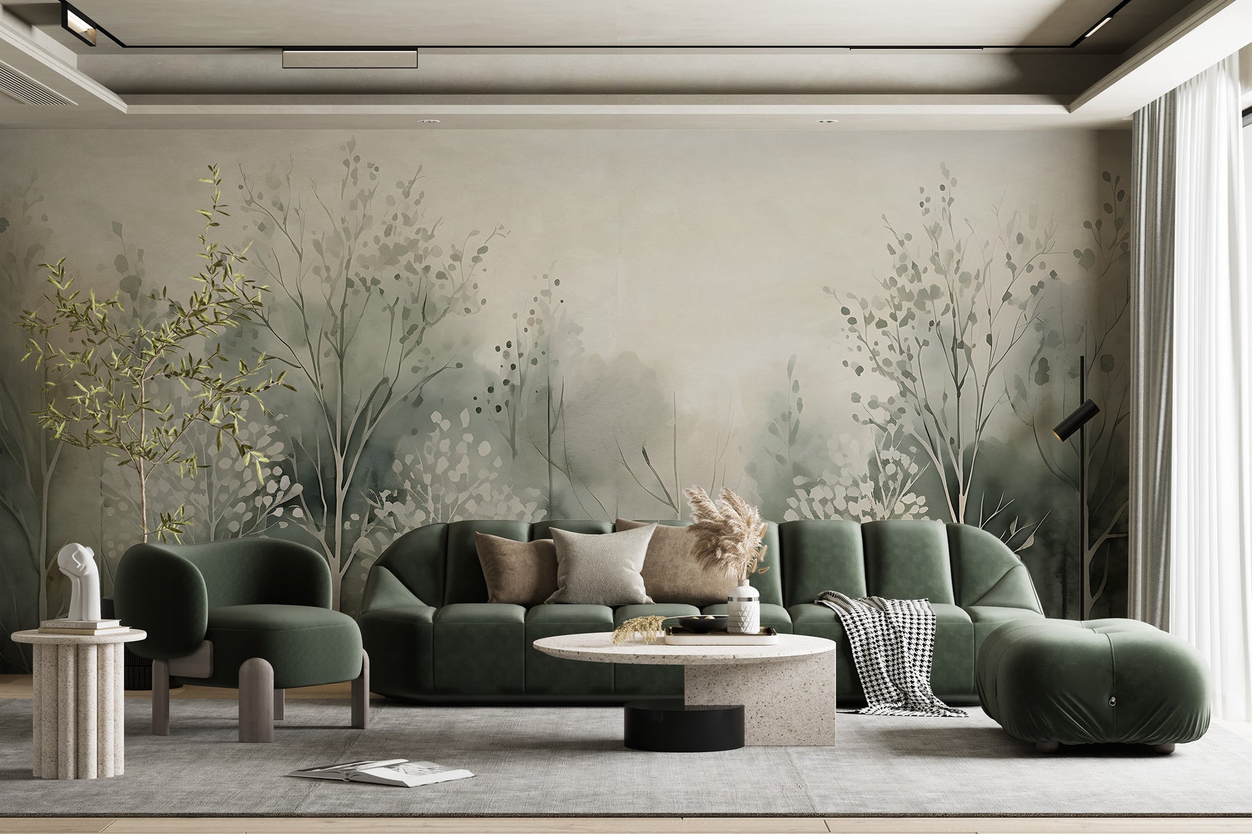 Classic Forest Wallpaper - Watercolor Trees Mural
