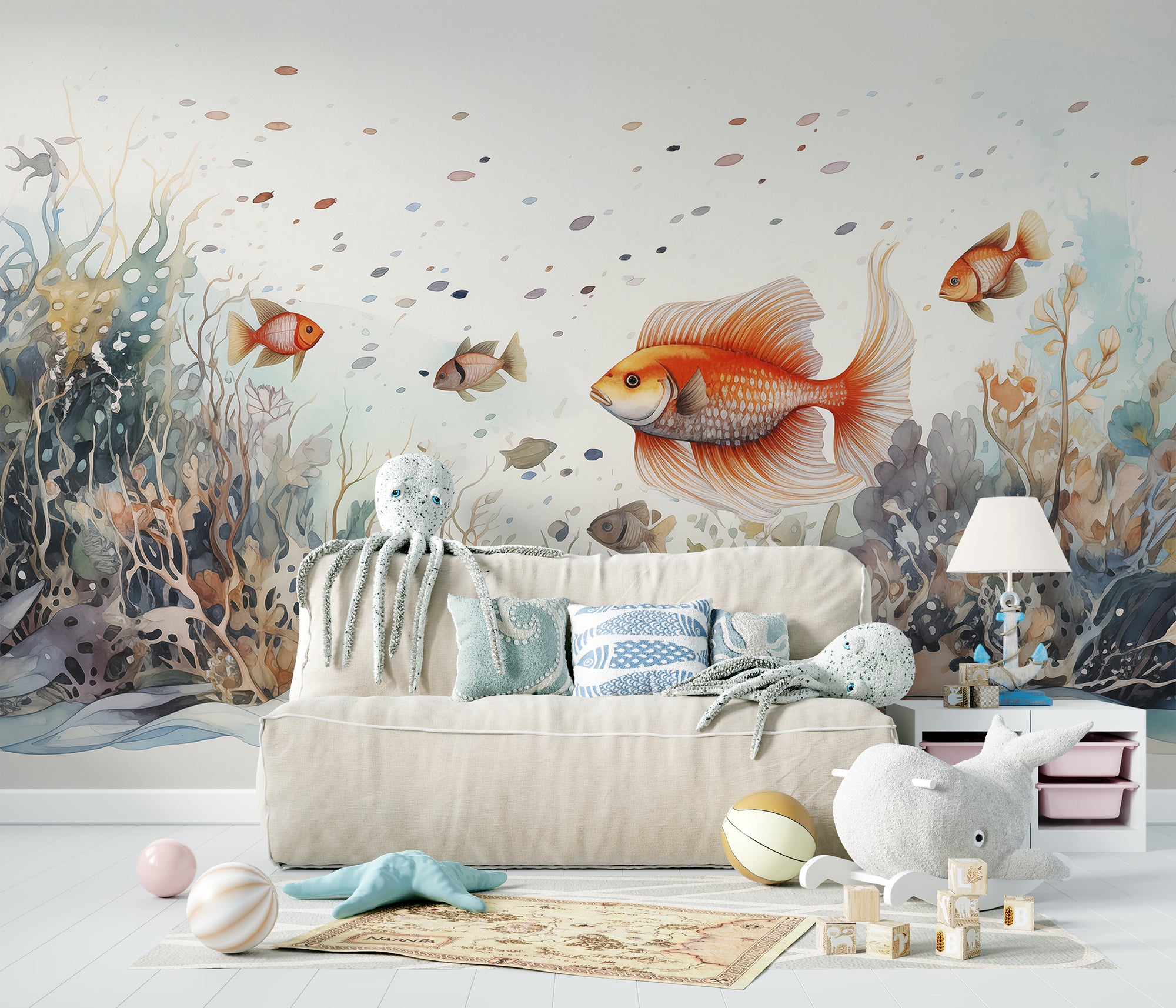 Underwater Life Wall Mural - Colorful Fish Wallpaper
